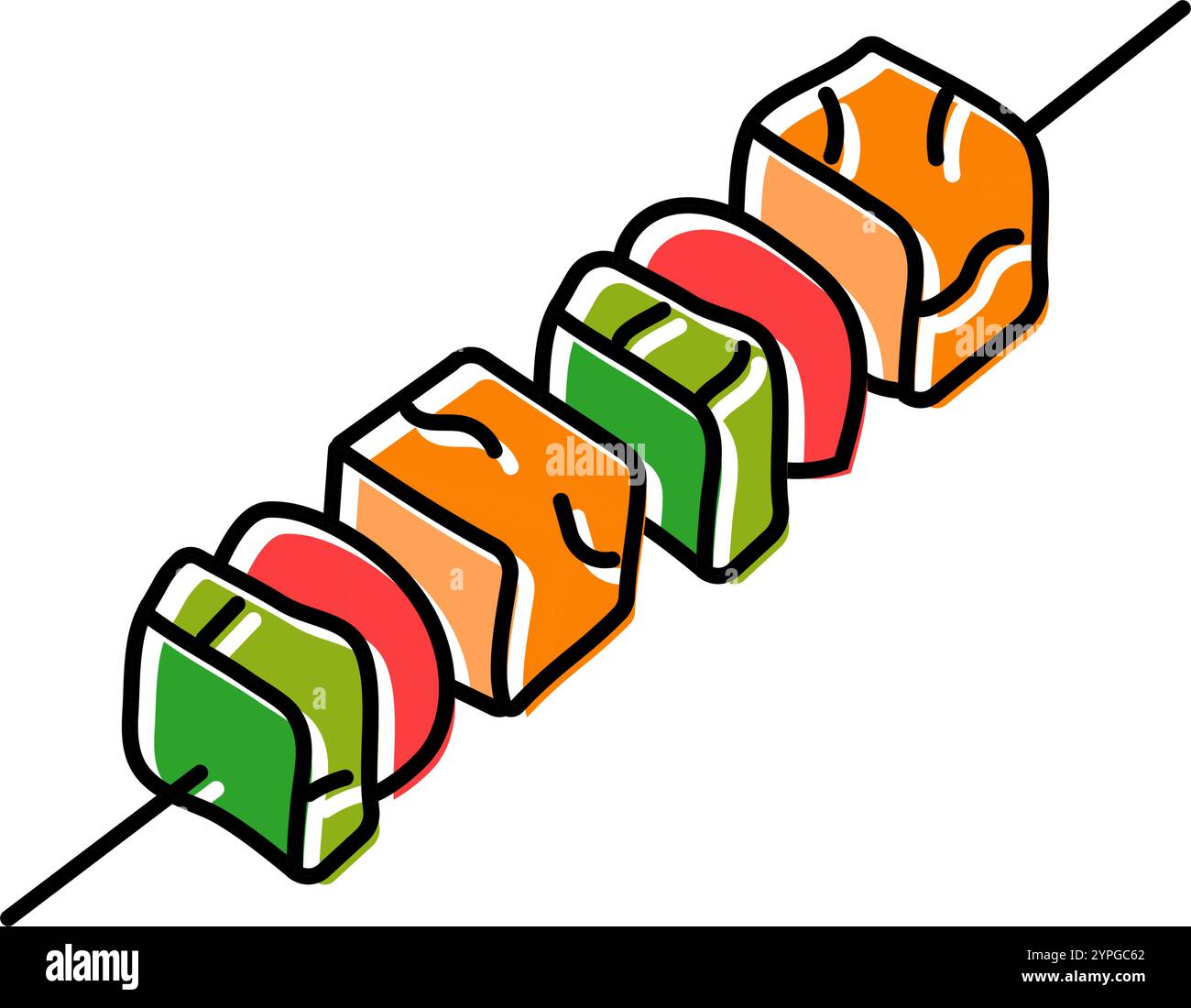 paneer tikka indian cuisine color icon vector illustration Stock Vector ...