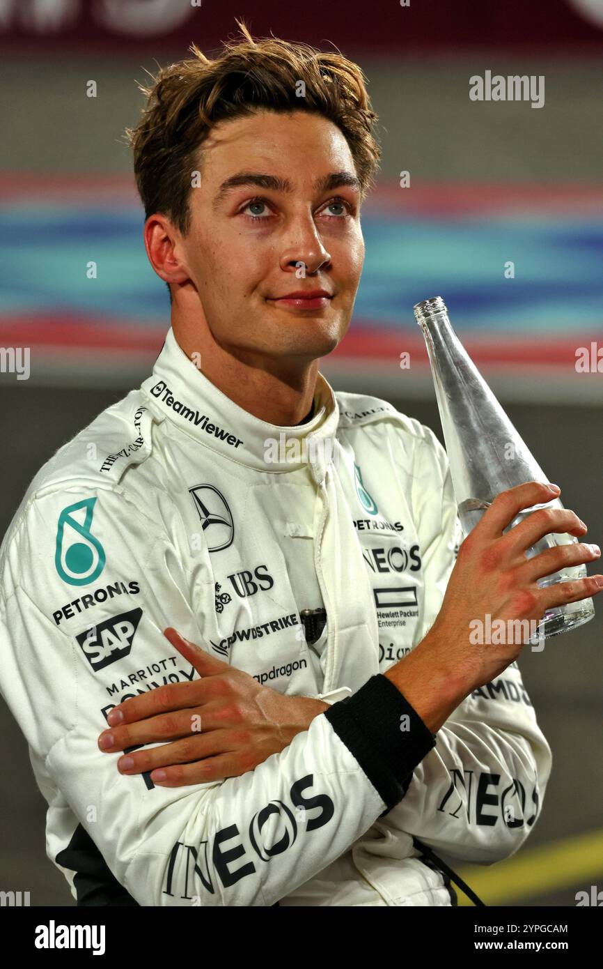 Doha, Qatar. 30th Nov, 2024. Third placed George Russell (GBR) Mercedes ...