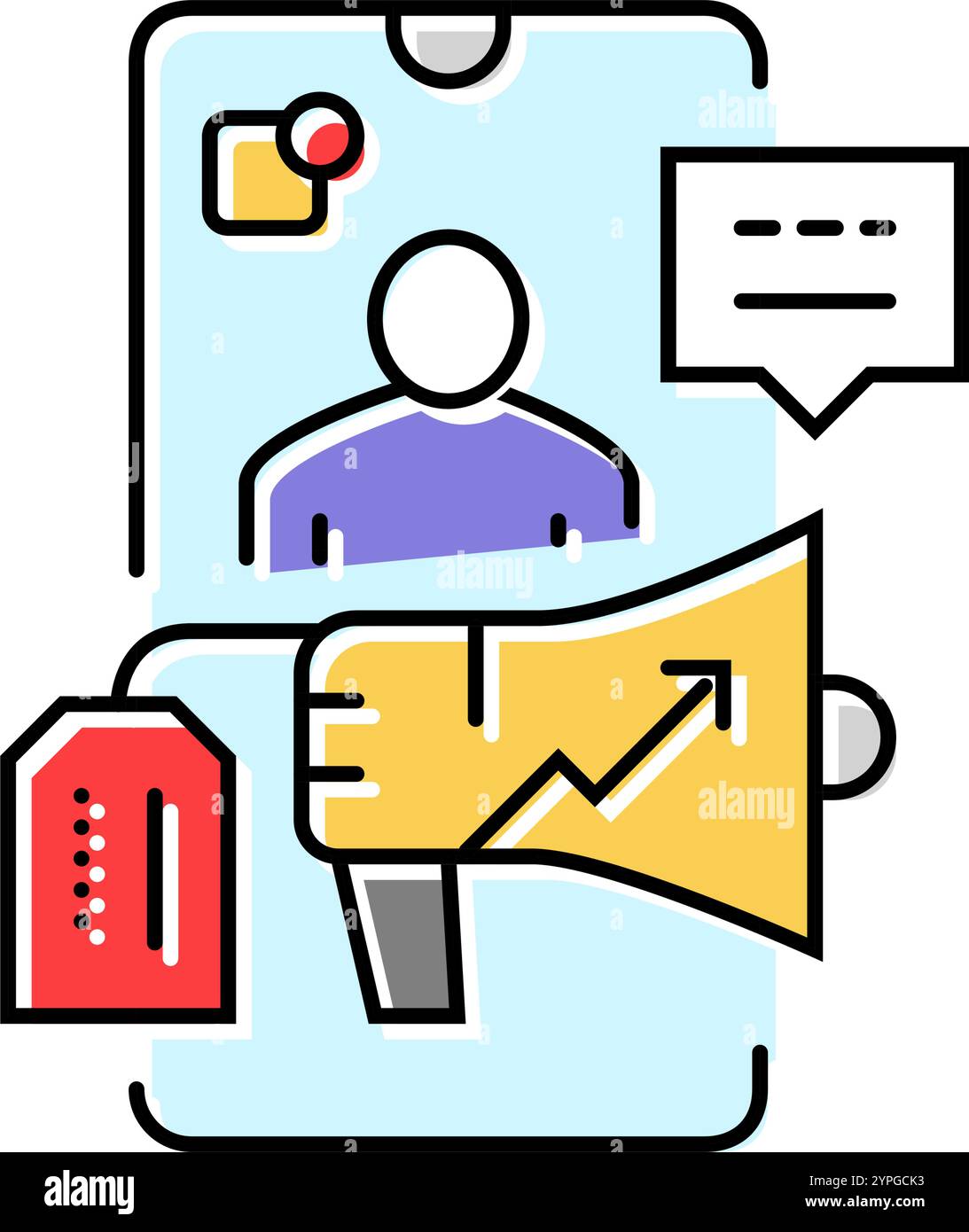 influencer marketing color icon vector illustration Stock Vector Image ...