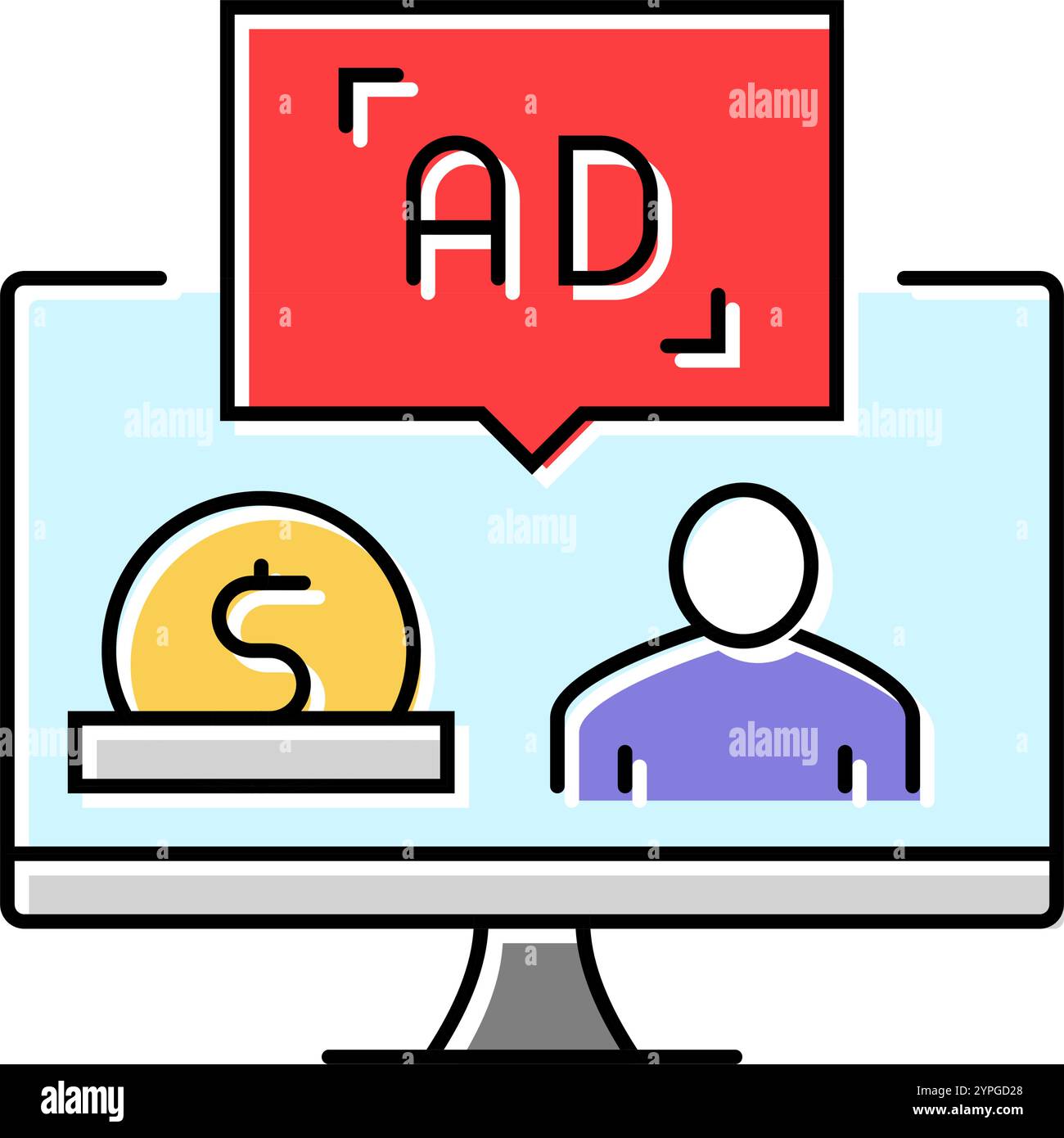 sponsored content color icon vector illustration Stock Vector Image ...