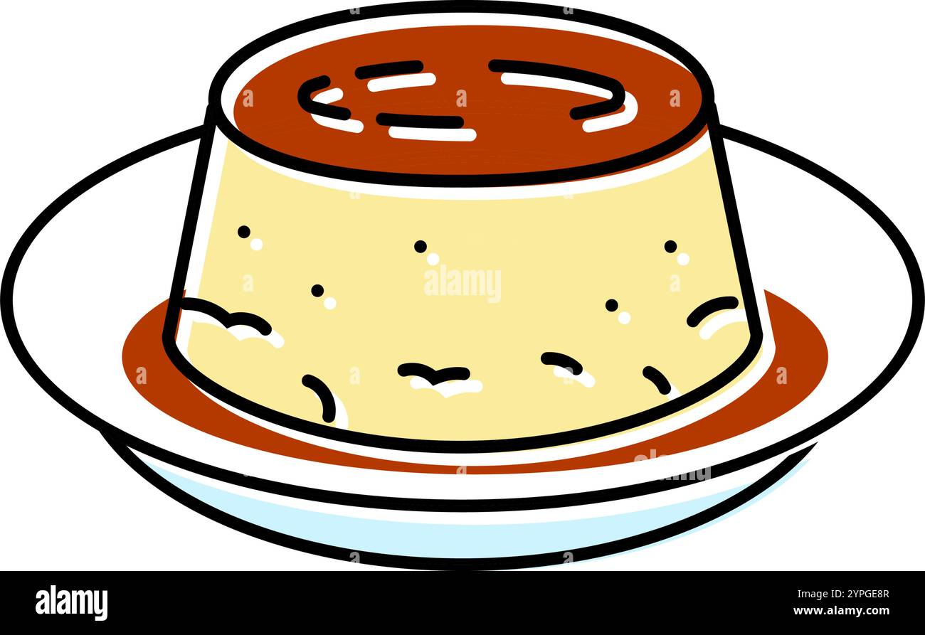 spanish flan spanish cuisine color icon vector illustration Stock ...