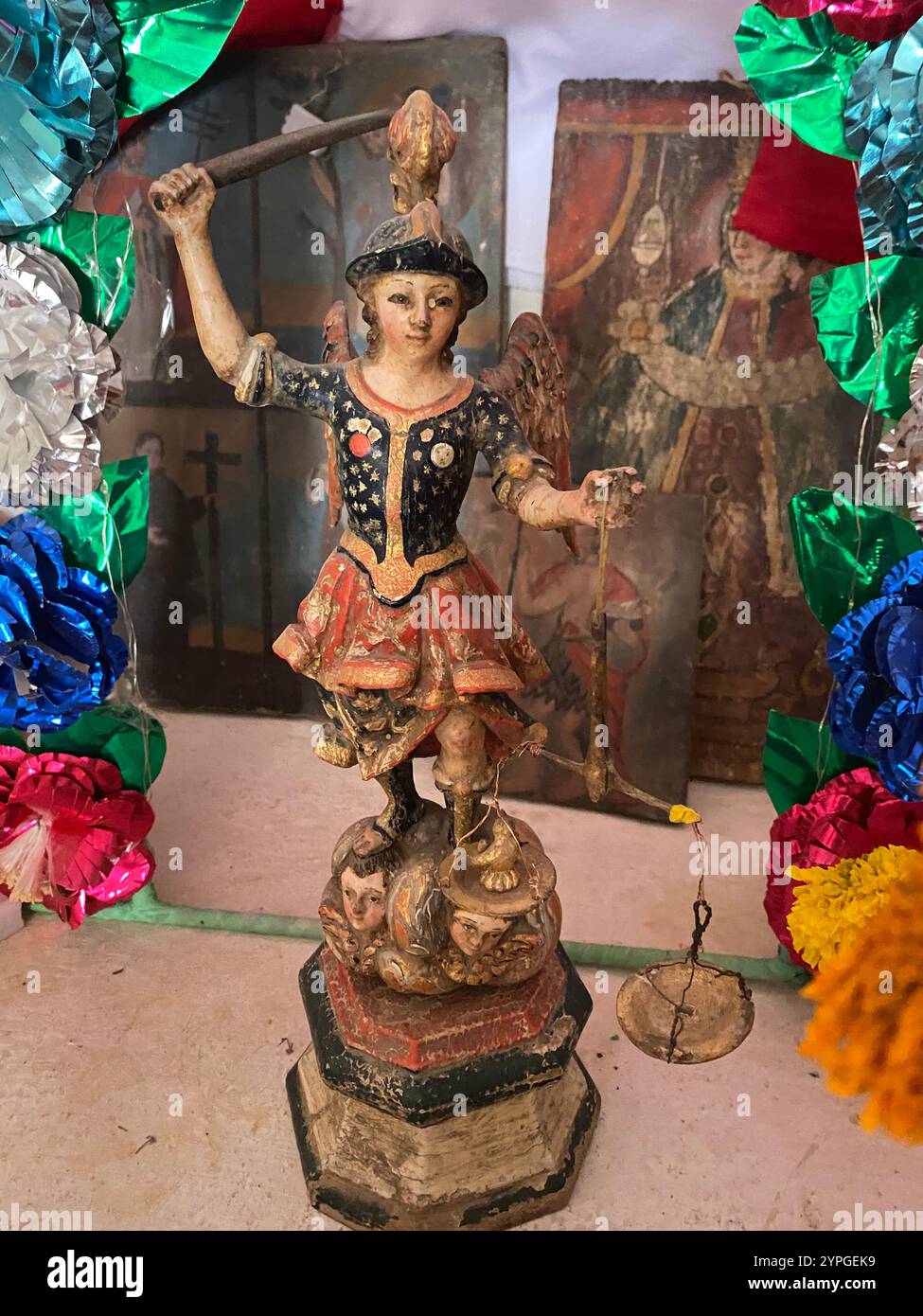 An image of Saint Michael Archangel decorates an altar in San Antonio ...