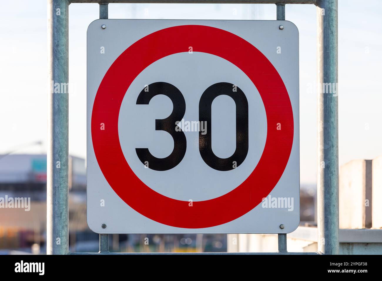 30 KMH Speed Control Sign for Road Safety and Traffic Regulation Stock ...
