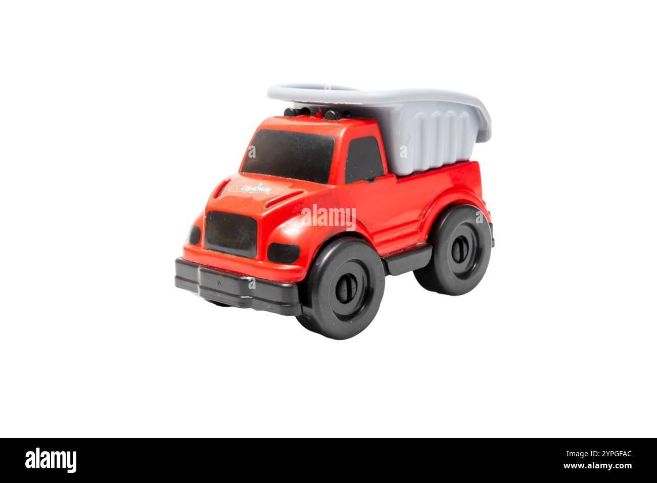 red plastic children's toy truck on transparent background . png Stock ...