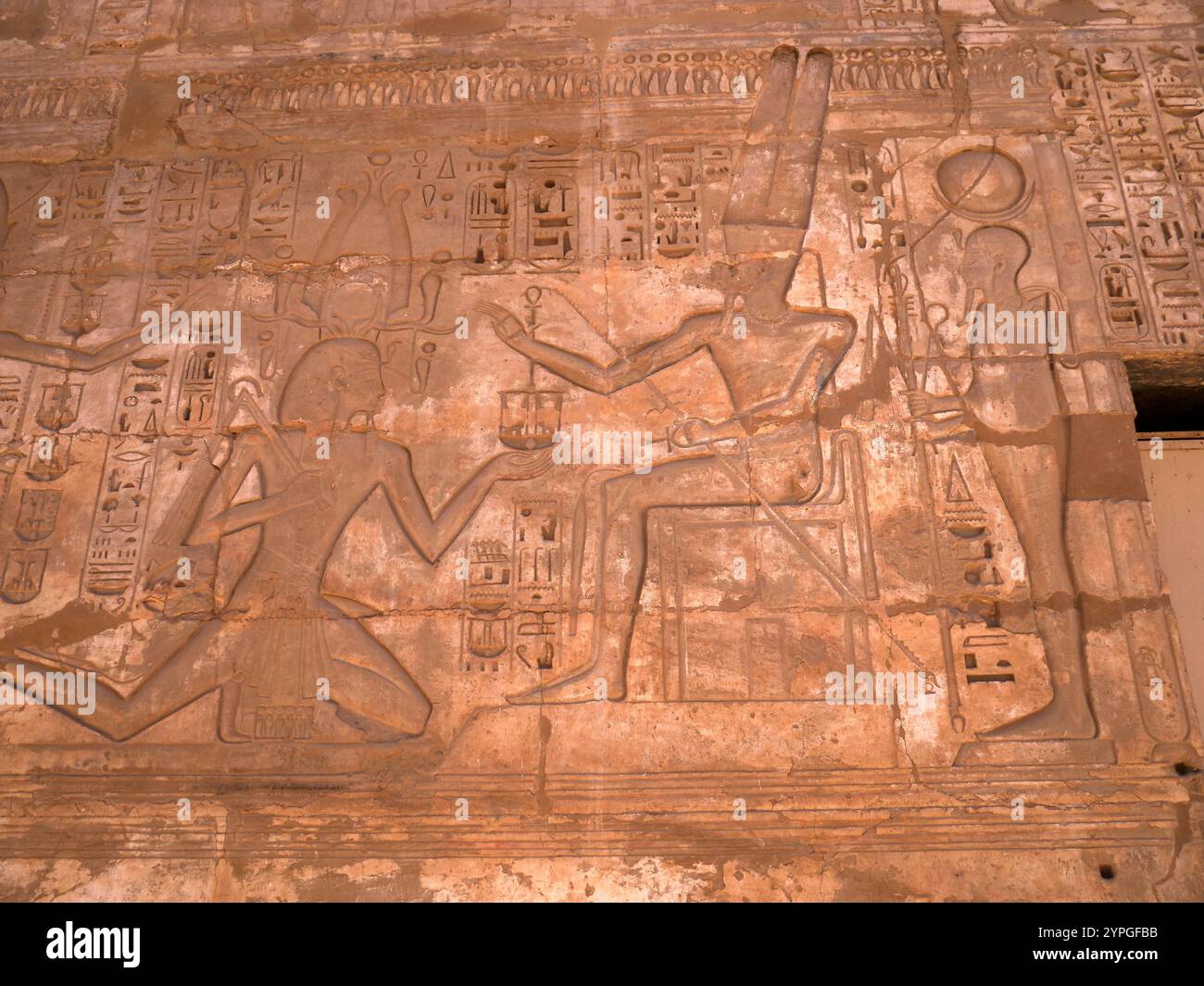 Bas-relief and hieroglyphs in the Mortuary Temple of Ramesses III ...