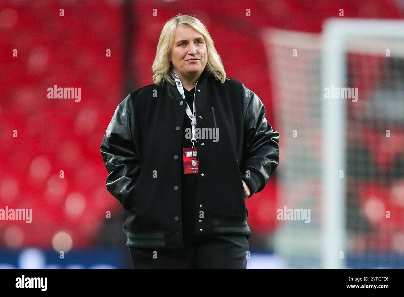 Emma Hayes of United States arrives at Wembley Stadium prior to the ...