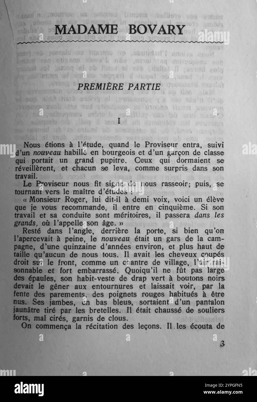 Madame Bovary by Gustave Flaubert - Premiere partie - the beginning Stock Photo - Alamy