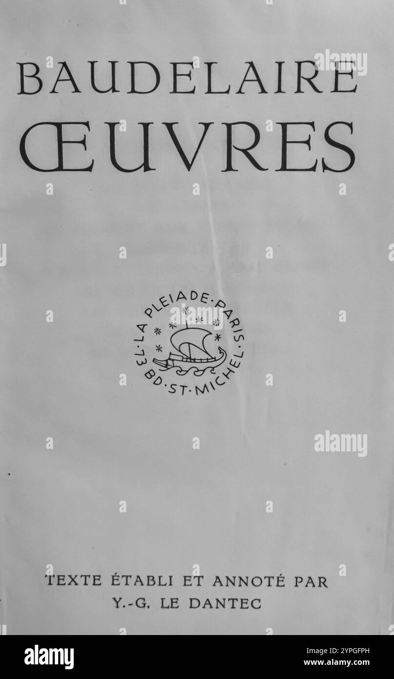 Title page - Baudelaire - Œuvres - La Pleiade, Paris, France Stock ...