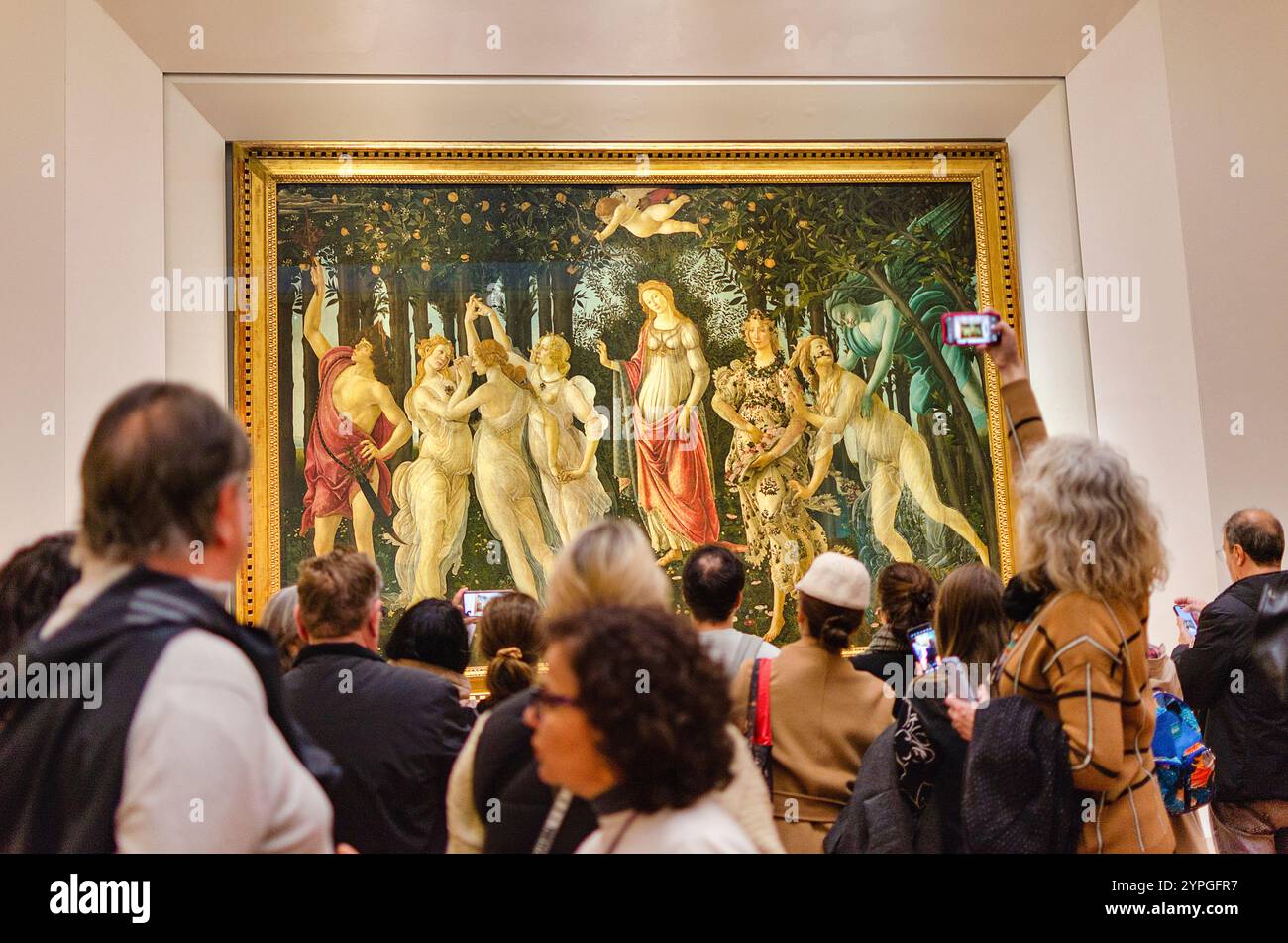 Florence, Italy; November 16, 2024: Visitors looking at the famous ...