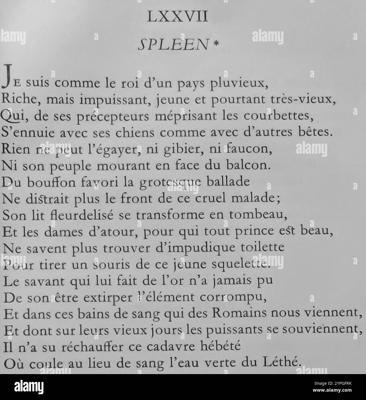 Spleen by Charles Baudelaire - Poem Stock Photo - Alamy