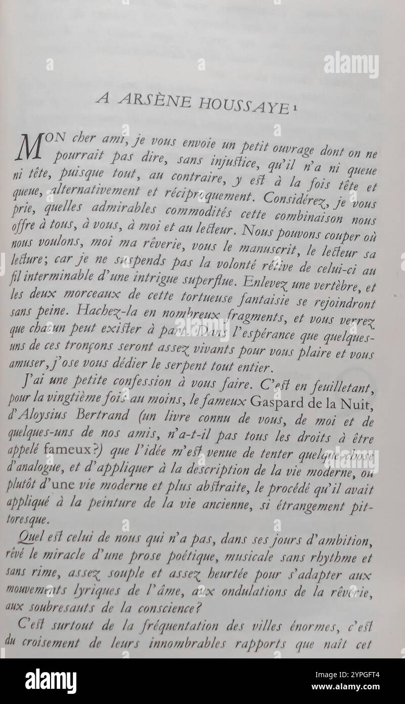 Le Spleen de Paris Book by Charles Baudelaire - the beginning Stock ...