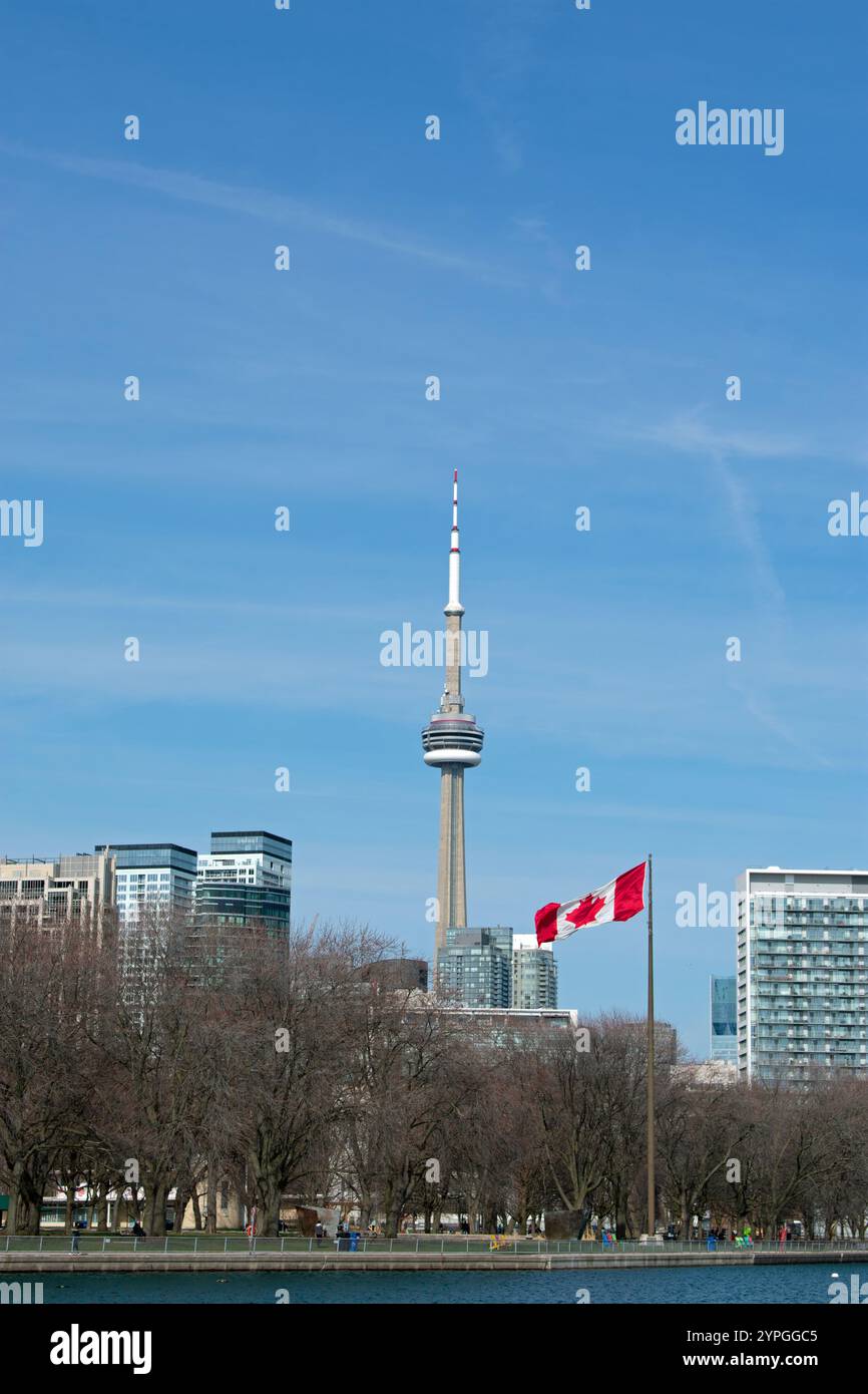 Downtown Toronto & CN Tower from Trillium Park in Ontario Place on Lake ...