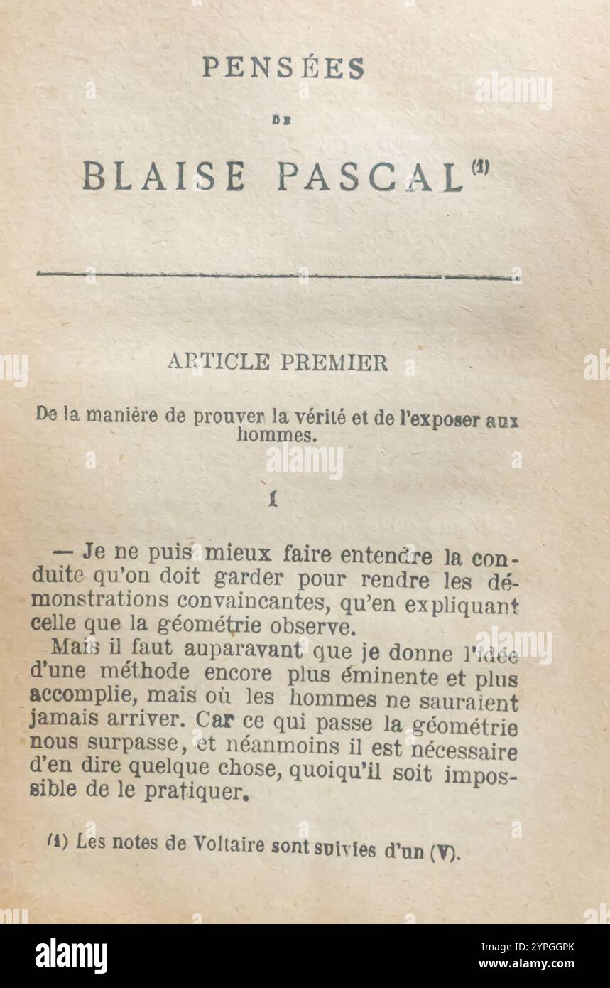 Pensees de pascal hi-res stock photography and images - Alamy