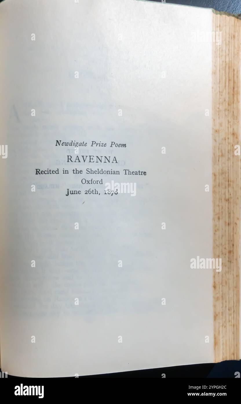 Ravenna poem by Oscar Wilde - title Stock Photo - Alamy