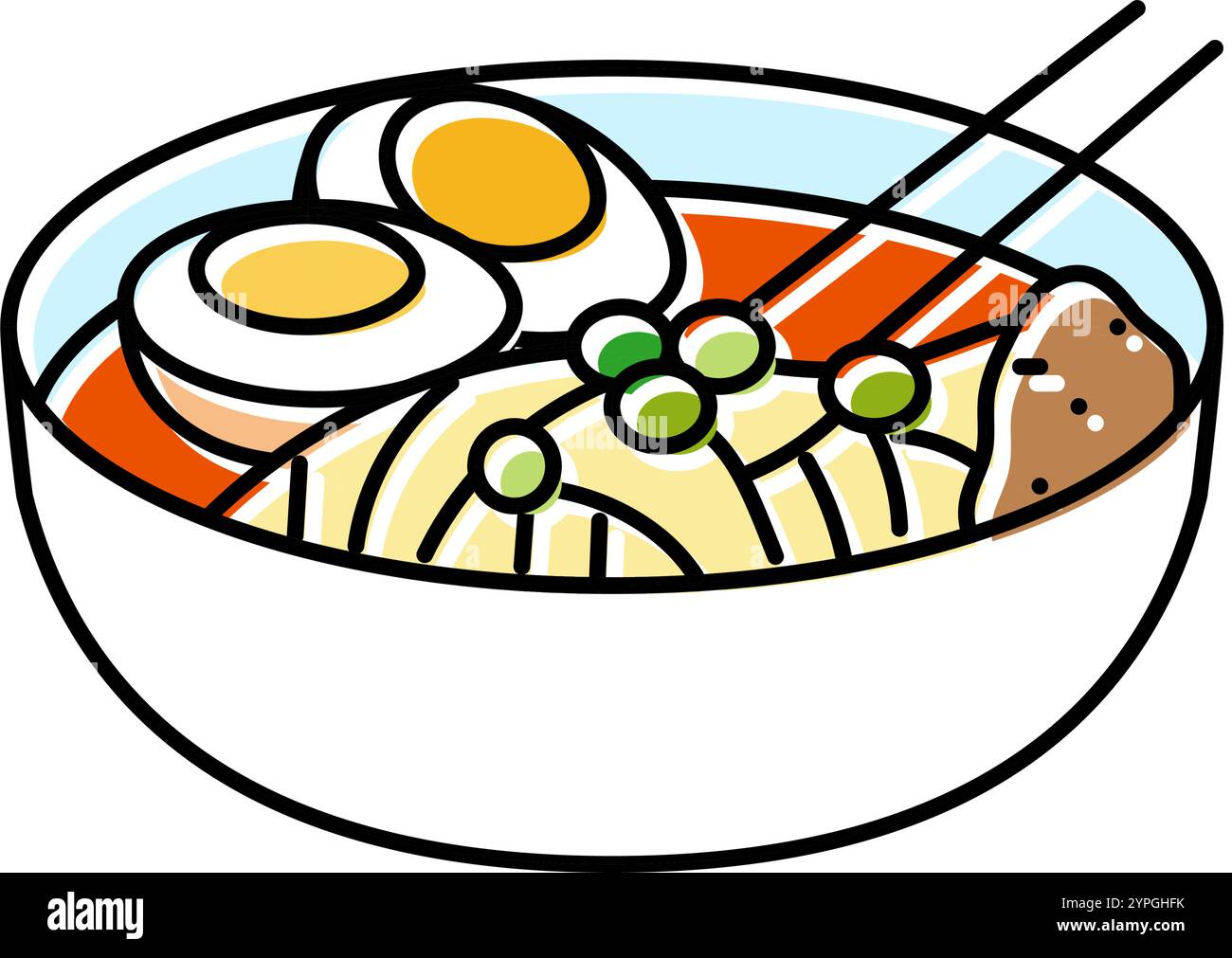 ramyeon noodles korean cuisine color icon vector illustration Stock ...