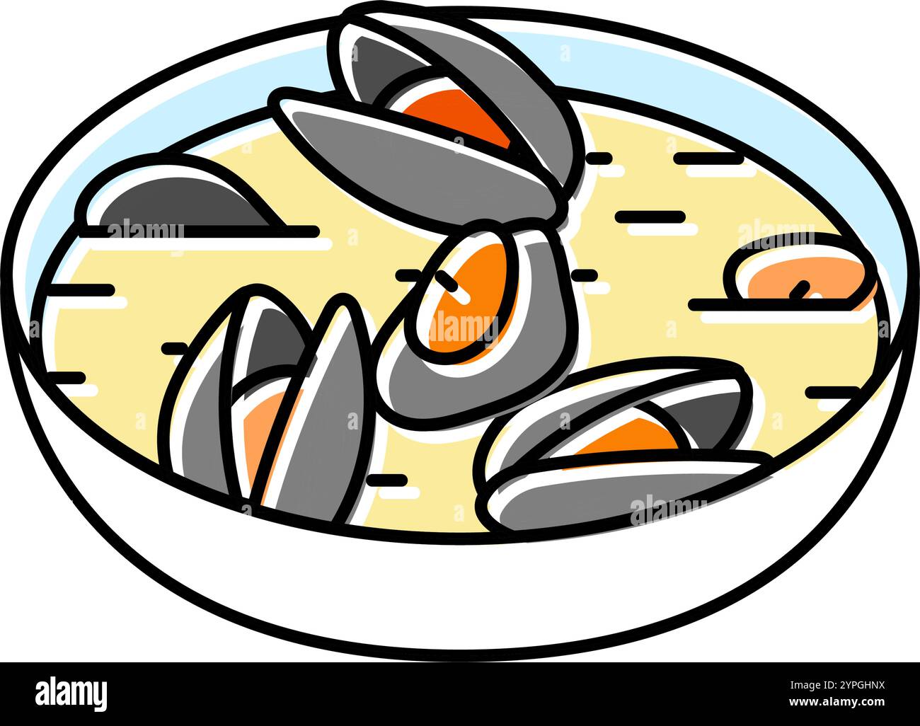 mussels broth sea cuisine color icon vector illustration Stock Vector ...