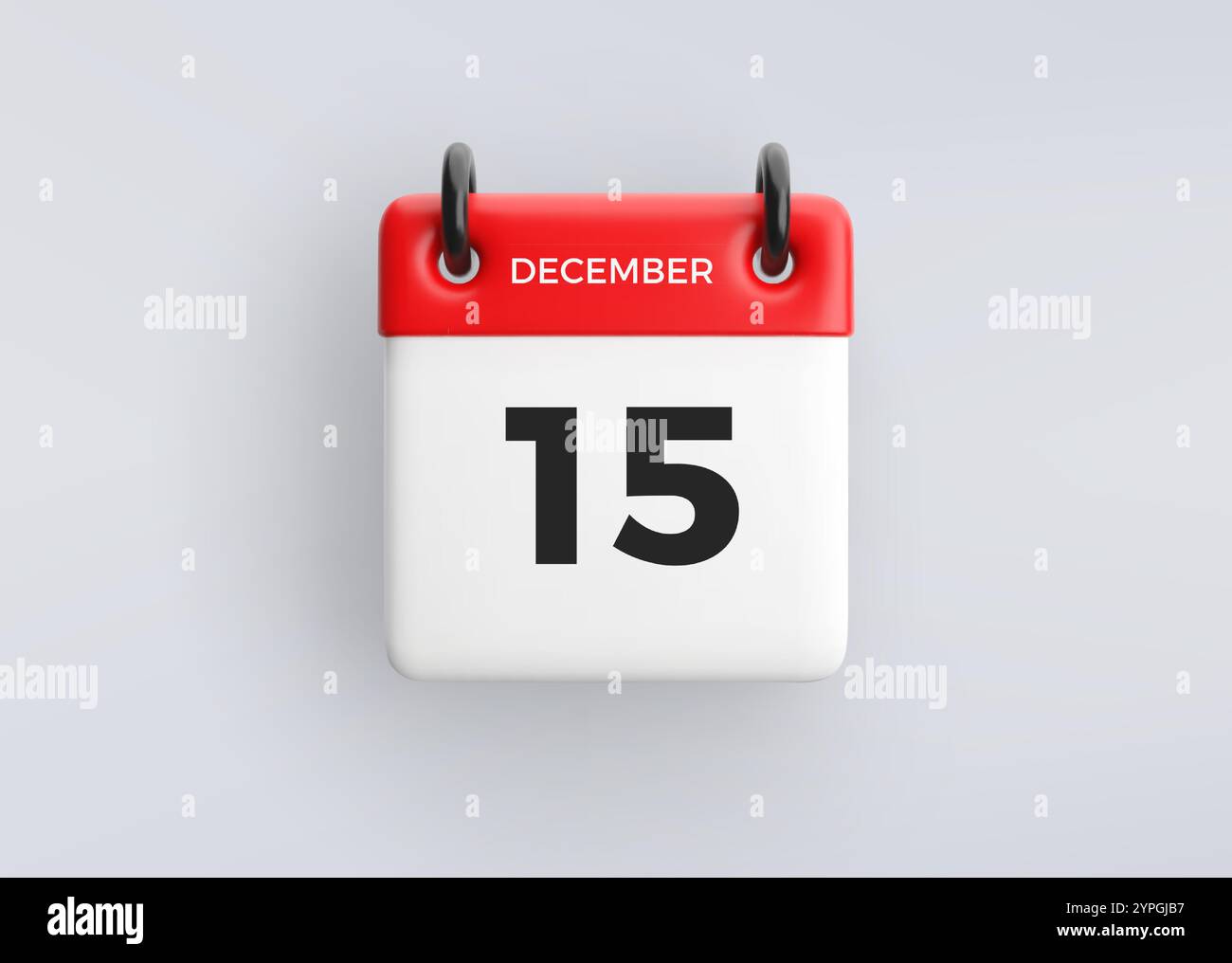 3D calendar icon with date 15 December on grey background. Vector ...