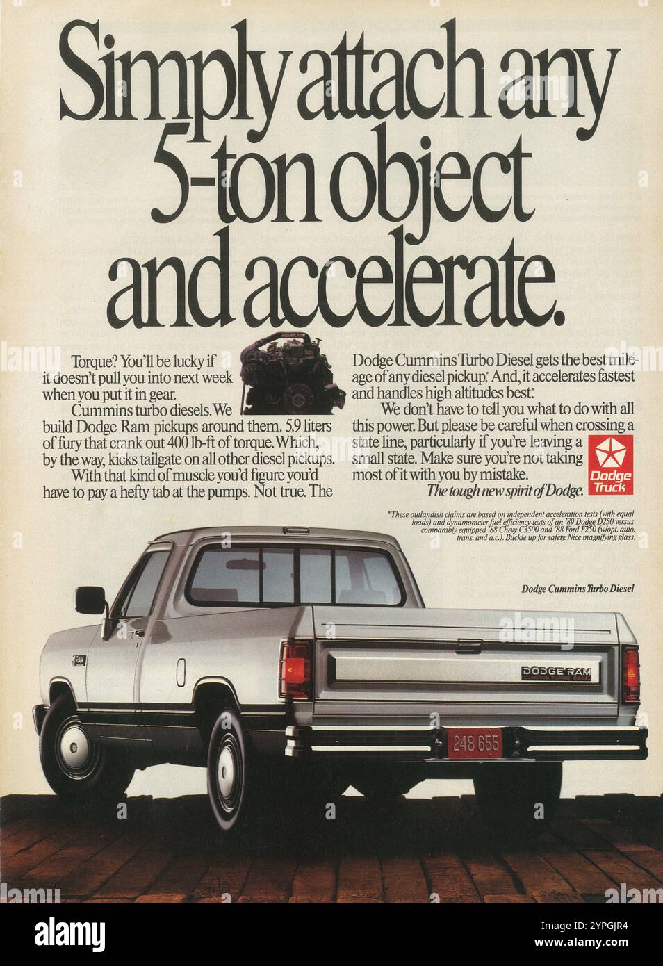 1989 Dodge RAM Cummins Turbo Diesel Pickup Truck Ad Stock Photo - Alamy