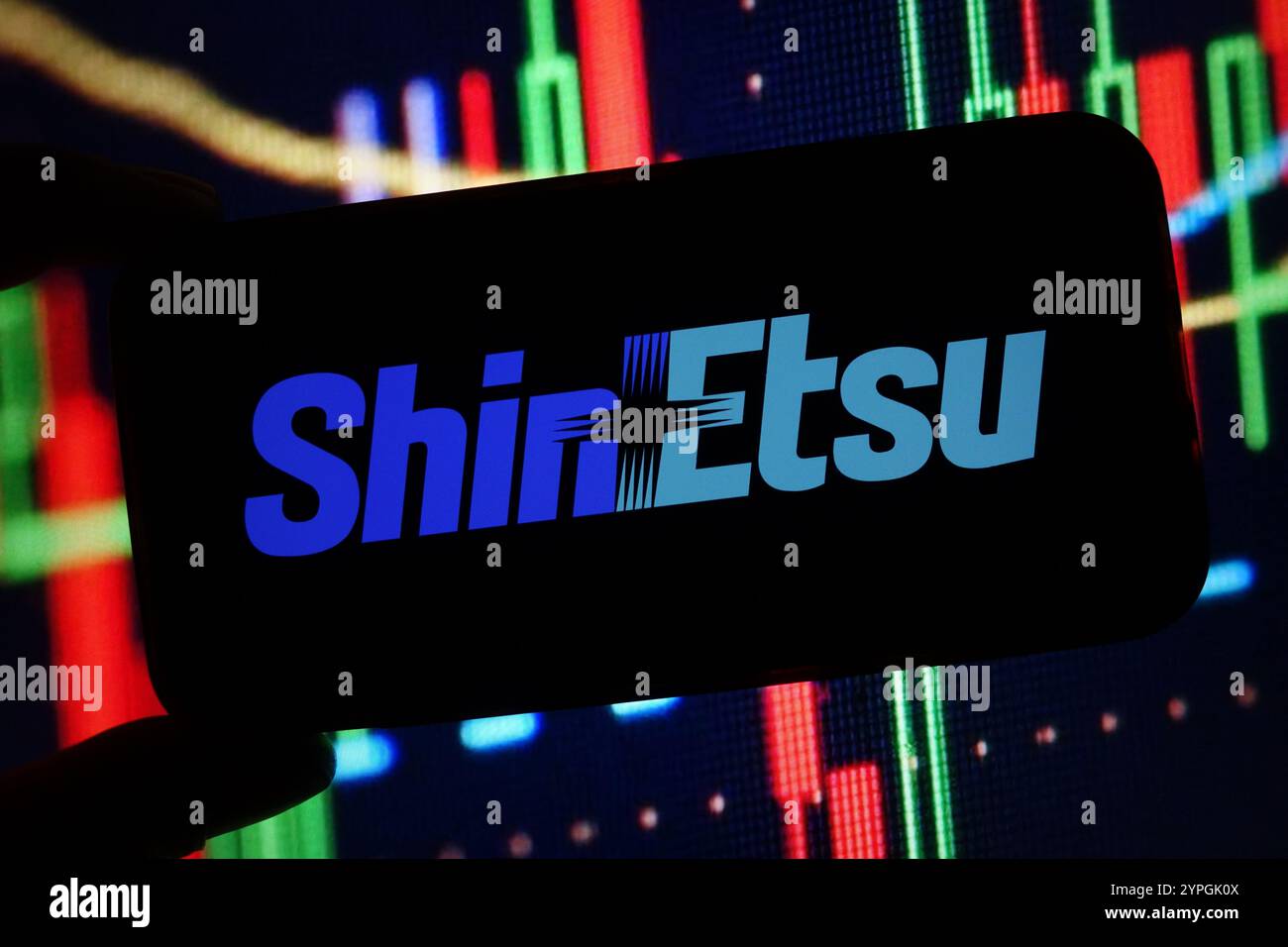 In this photo illustration, the Shin-Etsu Chemical company logo is seen ...