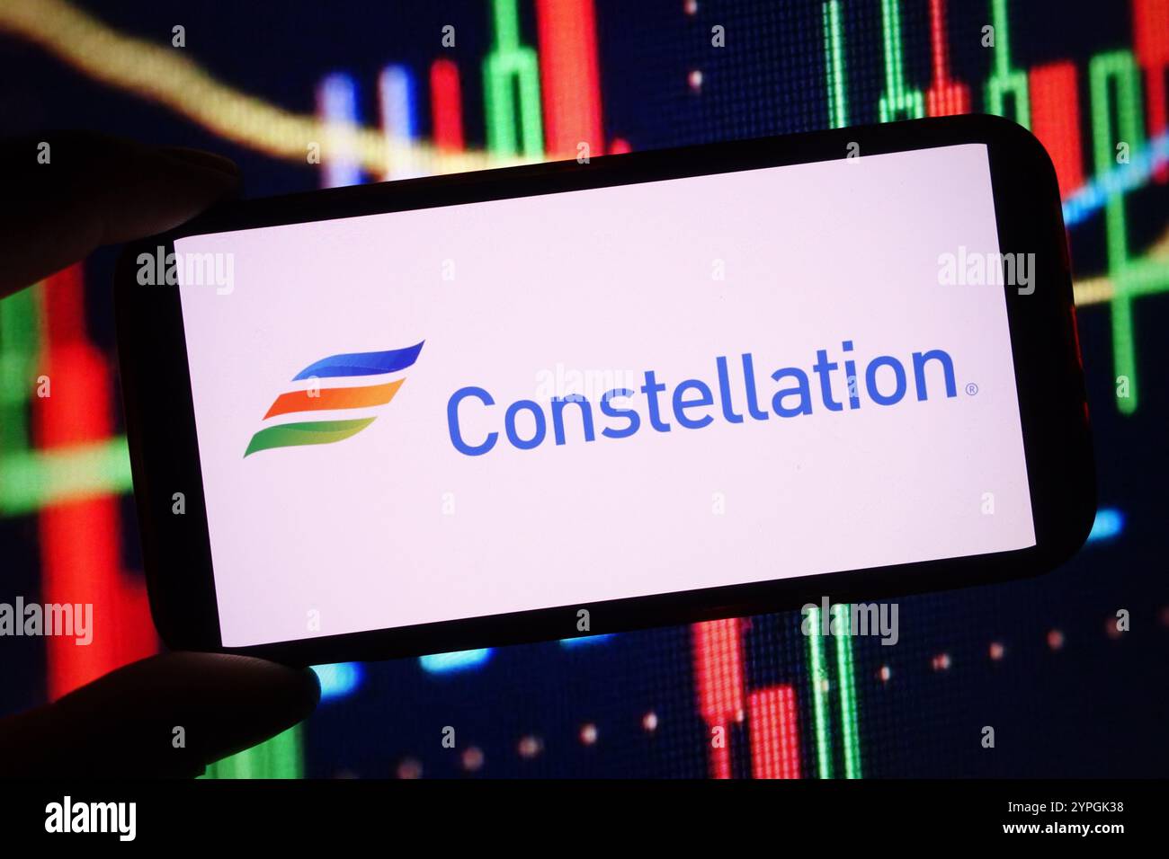 In this photo illustration, the Constellation Energy company logo is ...