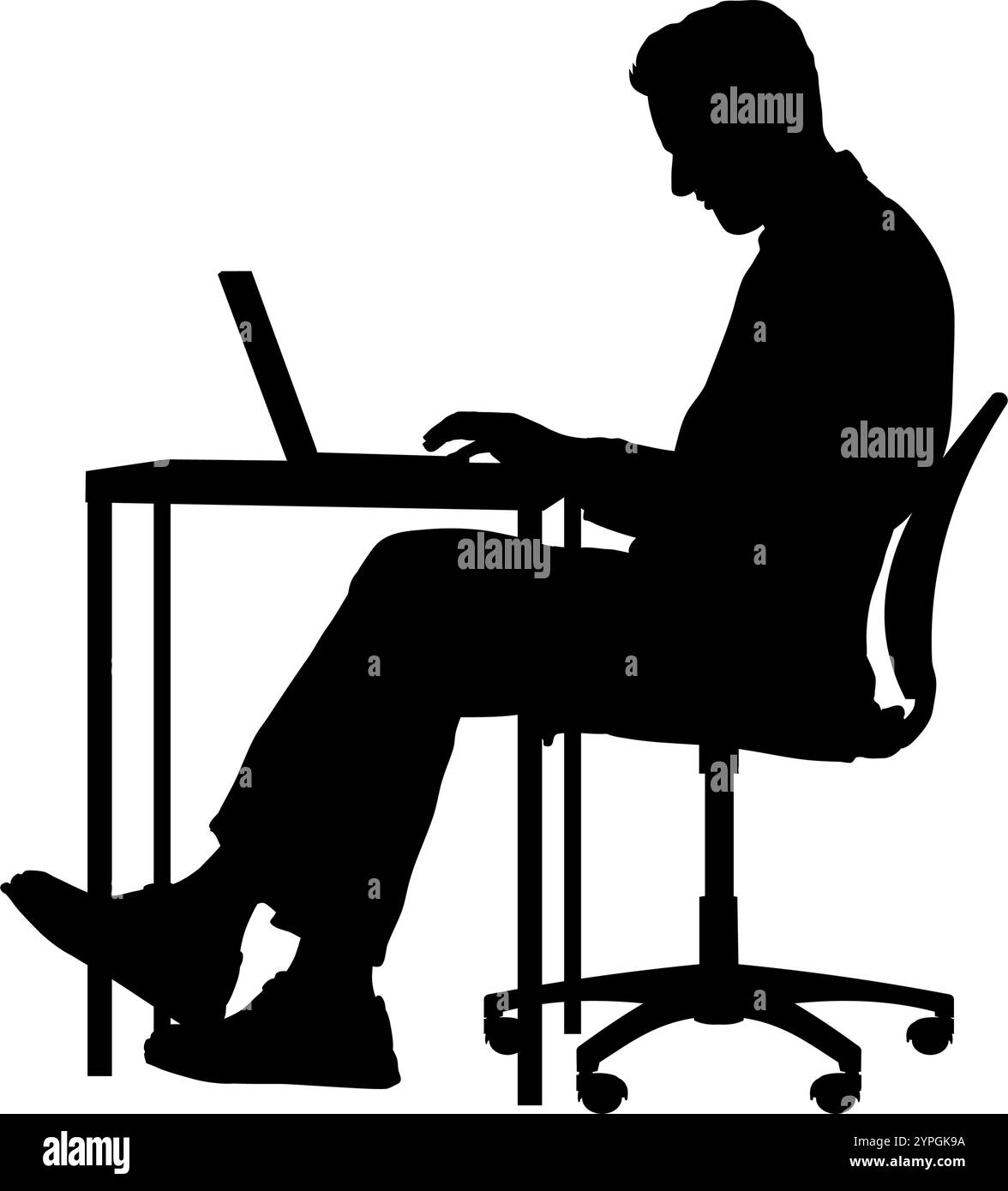 Business man laptop isolated desk Black and White Stock Photos & Images ...