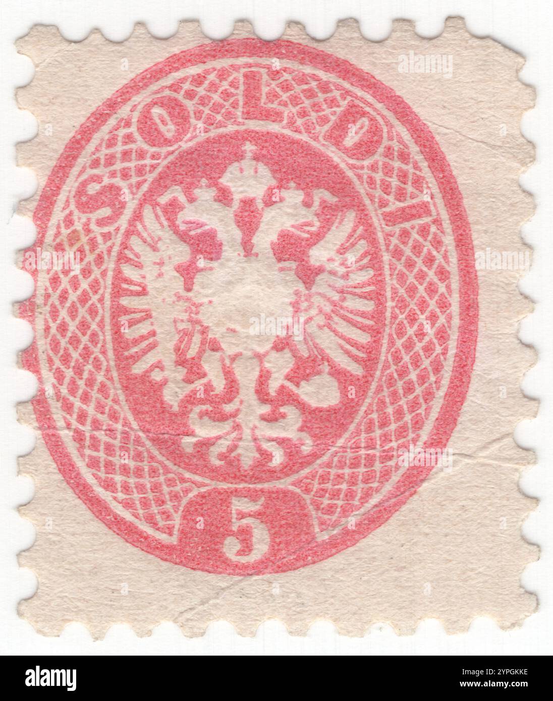 AUSTRIAN ITALY (Lombardy Venetia) — 1864 June 04: 5 centesimo rose ...