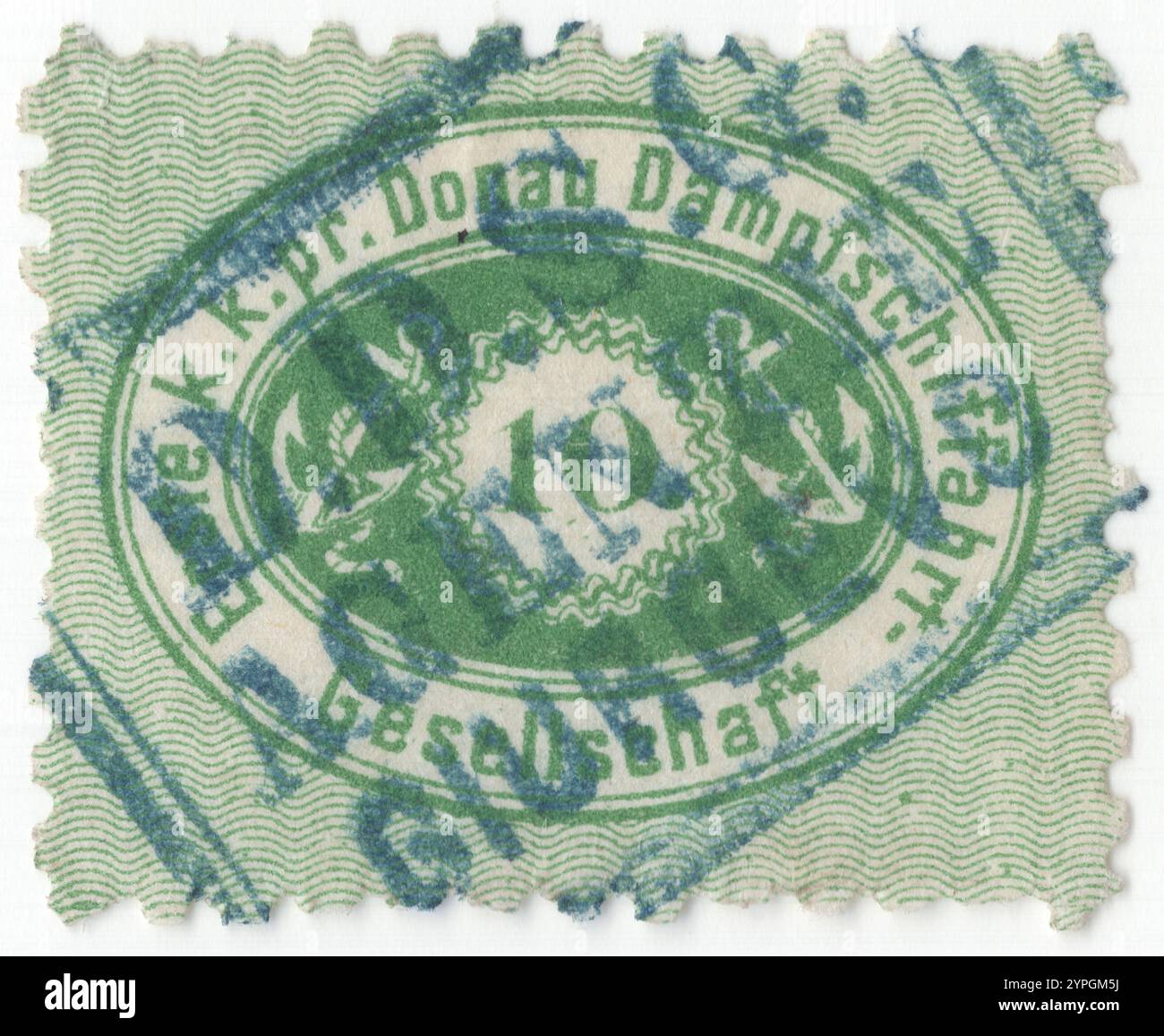 AUSTRIAN LEVANT — 1867: 10 kreuzer green postage stamp depicting ...