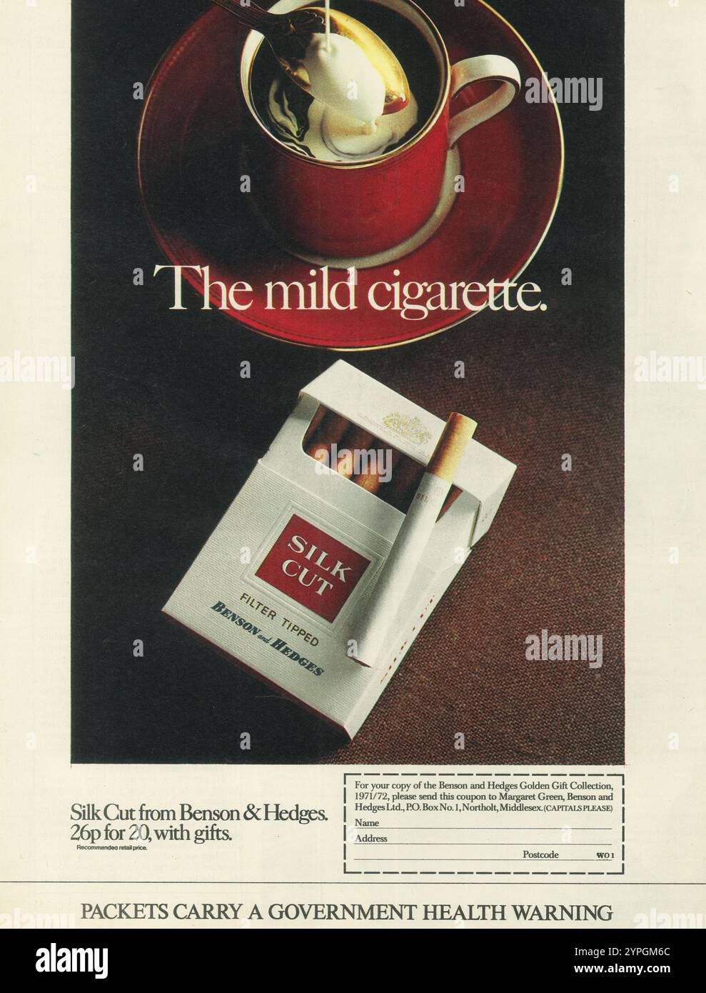 1971 Benson & Hedges Silk Cut cigarettes ad Stock Photo - Alamy