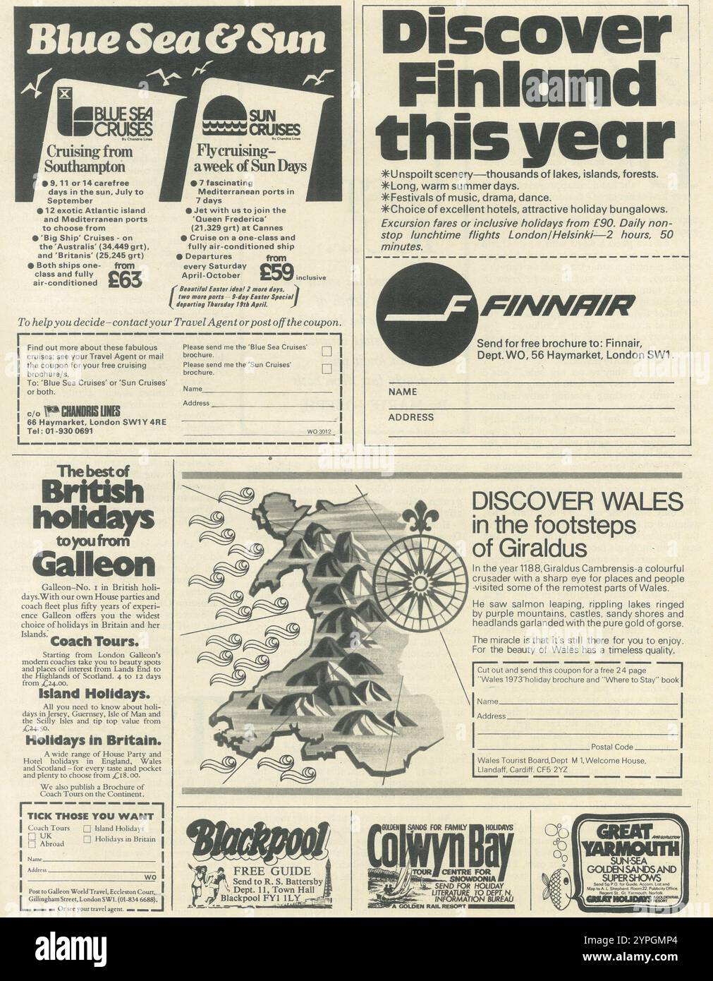 1972 vacations advert sheet - Blue Sea & Sun, Discover finland by ...