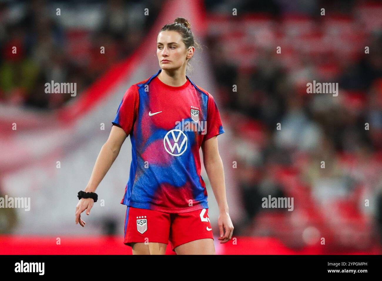 Emily Fox of United States warms up prior to the Women's International ...