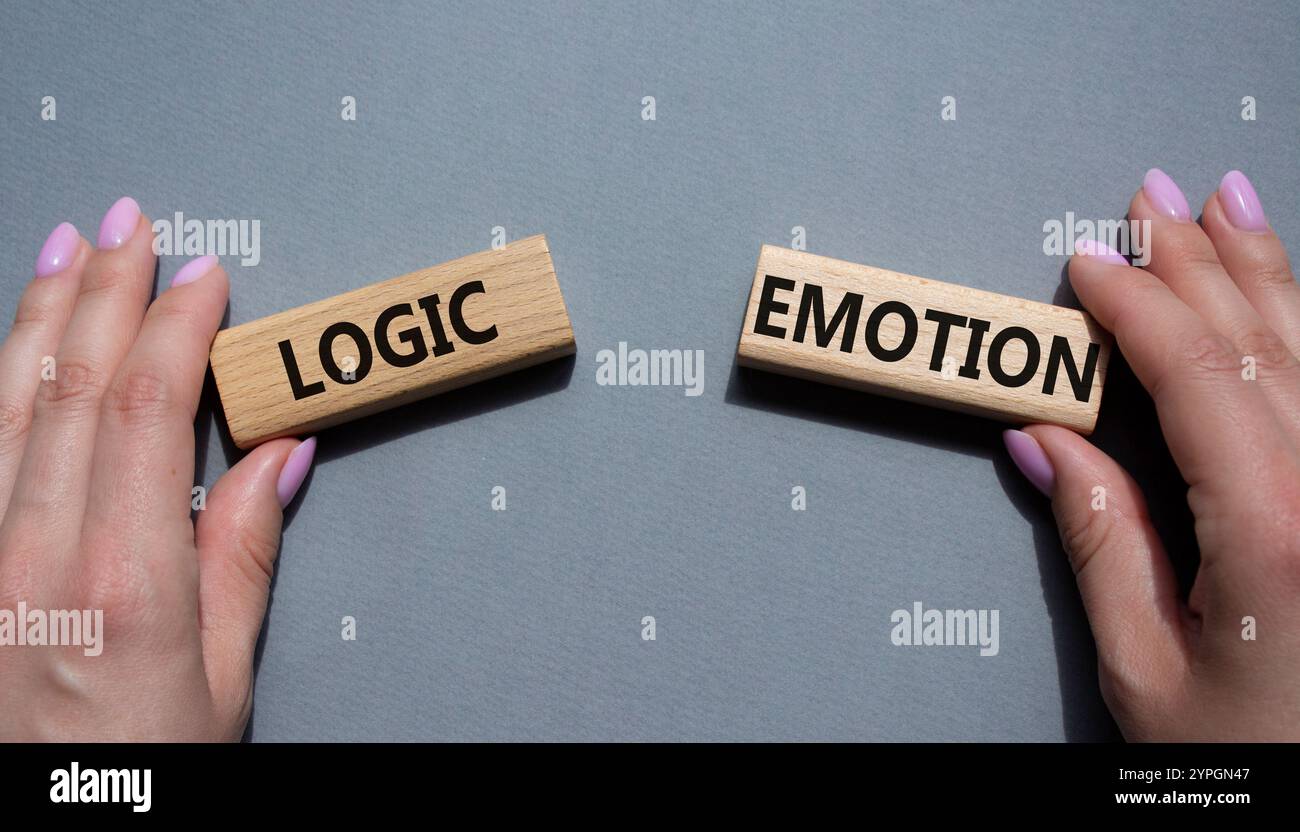 Logic or Emotion symbol. Concept word Logic or Emotion on wooden blocks ...