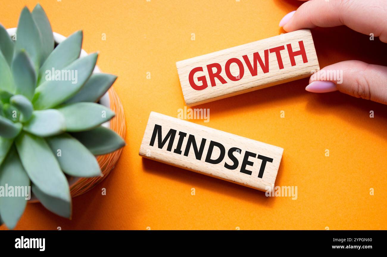Growth Mindset symbol. Concept word Growth Mindset on wooden blocks ...