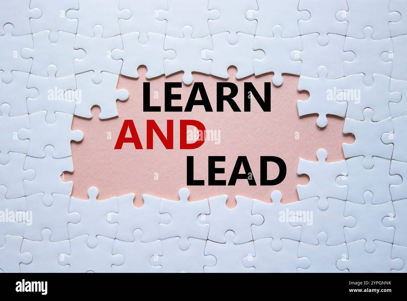 Learn and lead symbol. Concept words Learn and lead on white puzzle ...