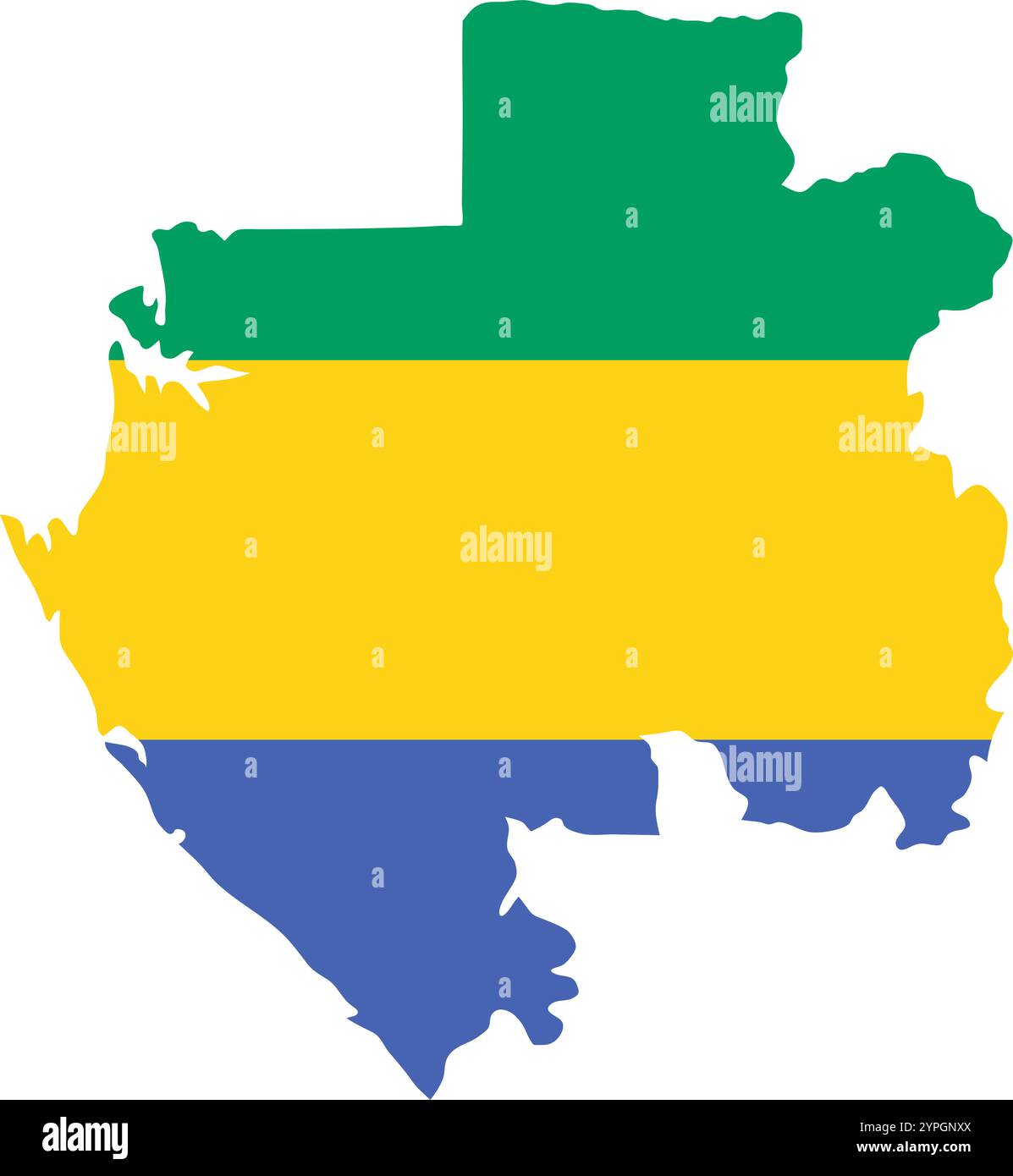 Gabon outline of map on background of national flag Stock Vector Image ...
