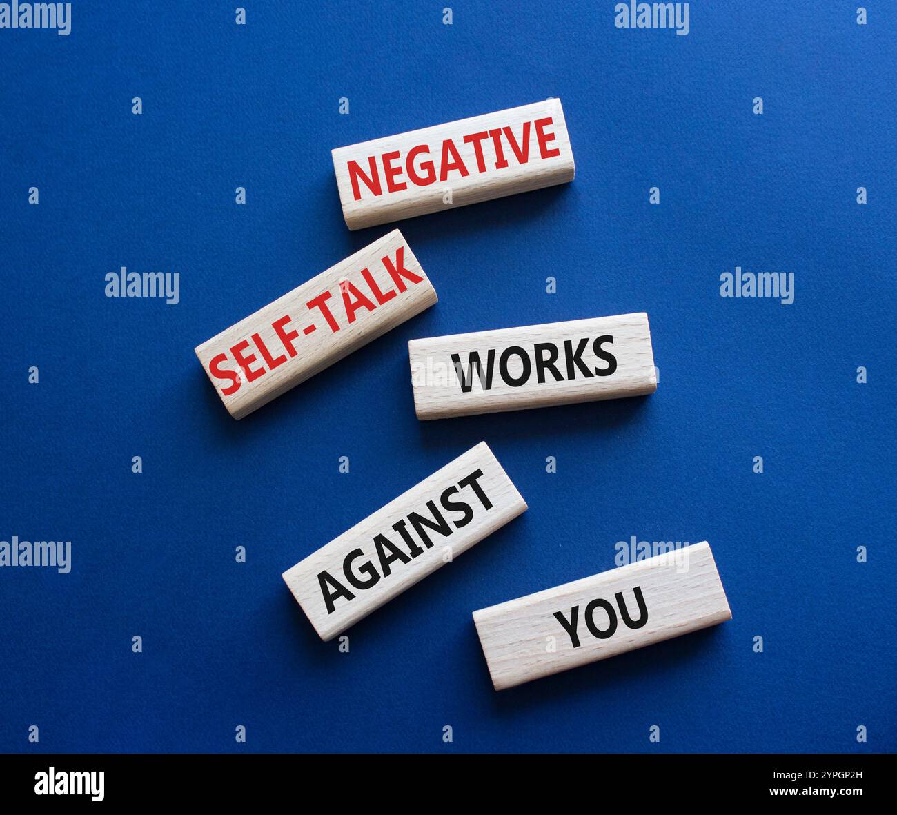 Negative self-talk works against you symbol. Concept words Negative ...