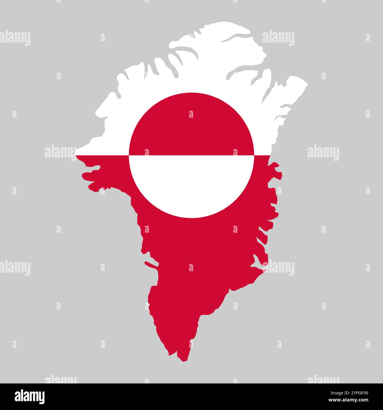 Greenland outline of map on background of national flag Stock Vector ...