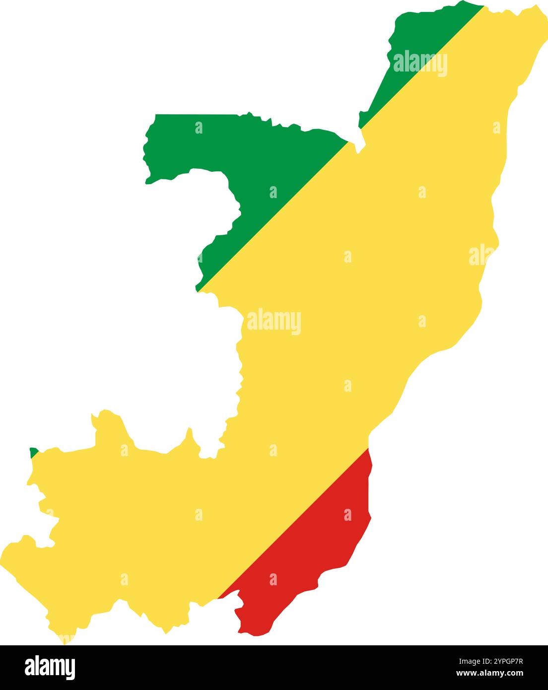 Republic of Congo outline of map on background of national flag Stock ...
