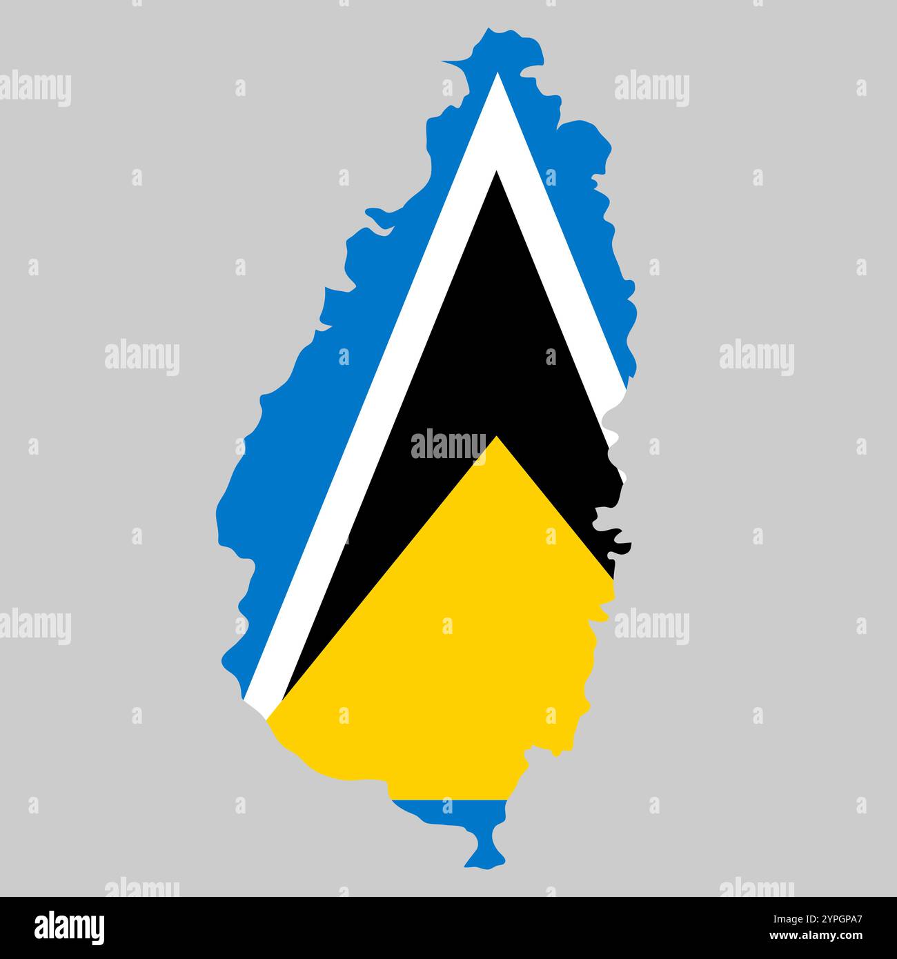 Saint Lucia outline of map on background of national flag Stock Vector ...