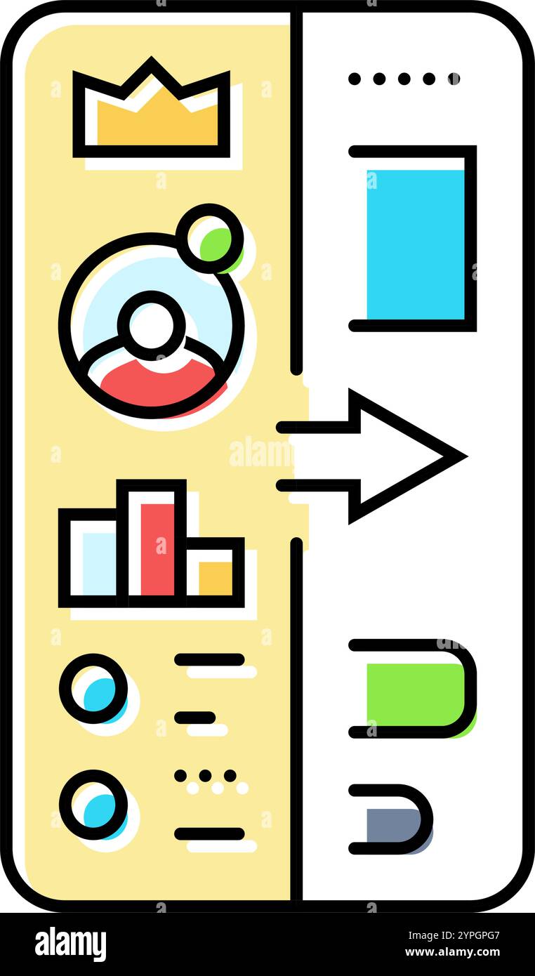 gamification ux ui design color icon vector illustration Stock Vector ...