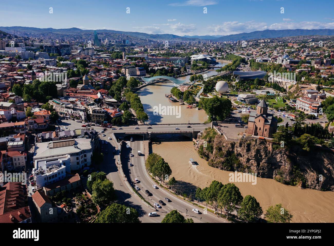 Aerial view of night Tbilisi downtown Stock Photo - Alamy