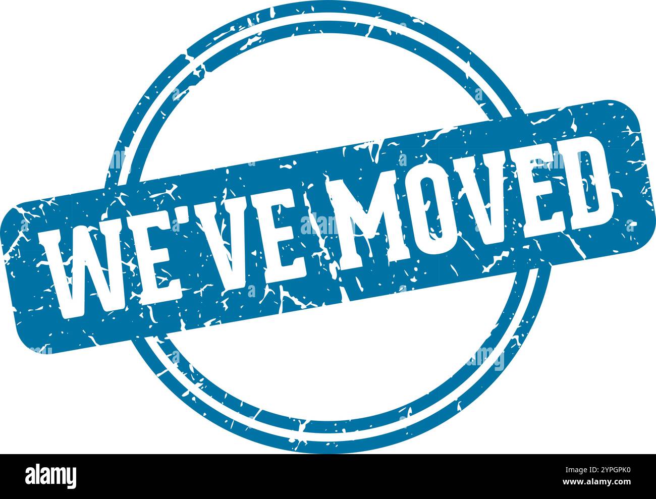 we've moved round stamp isolated on transparent background. we've moved ...