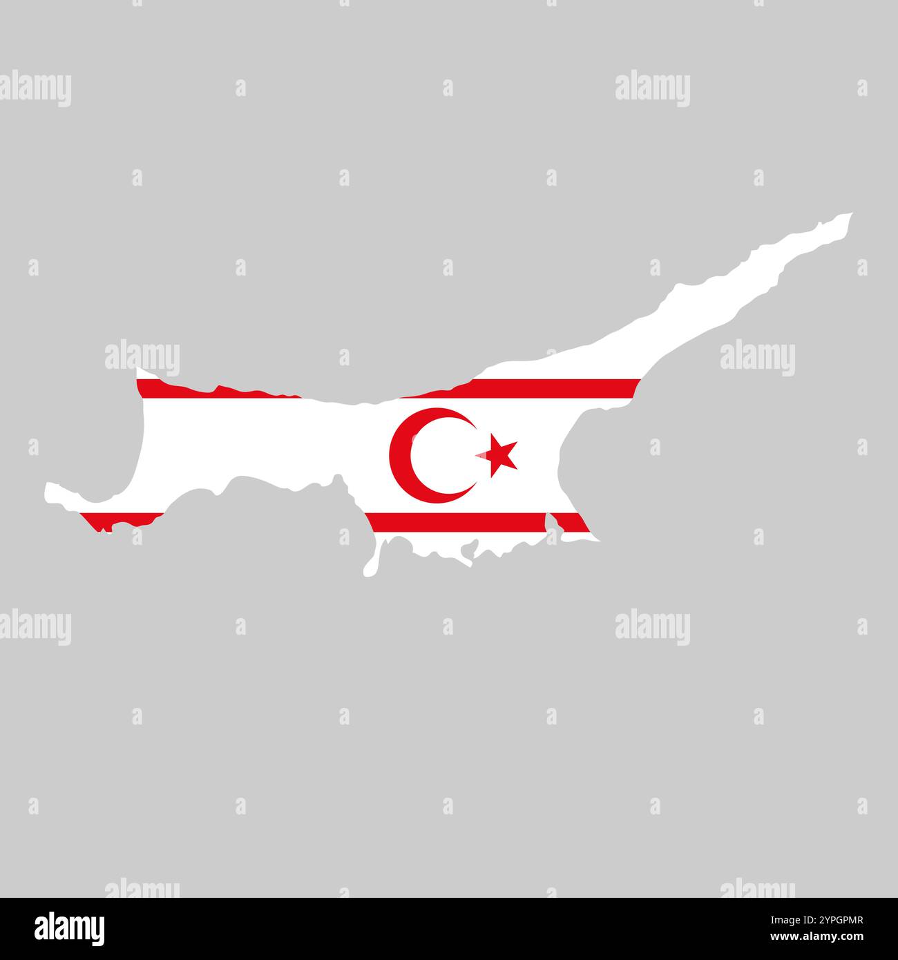 Northern Cyprus outline of map on background of national flag Stock ...