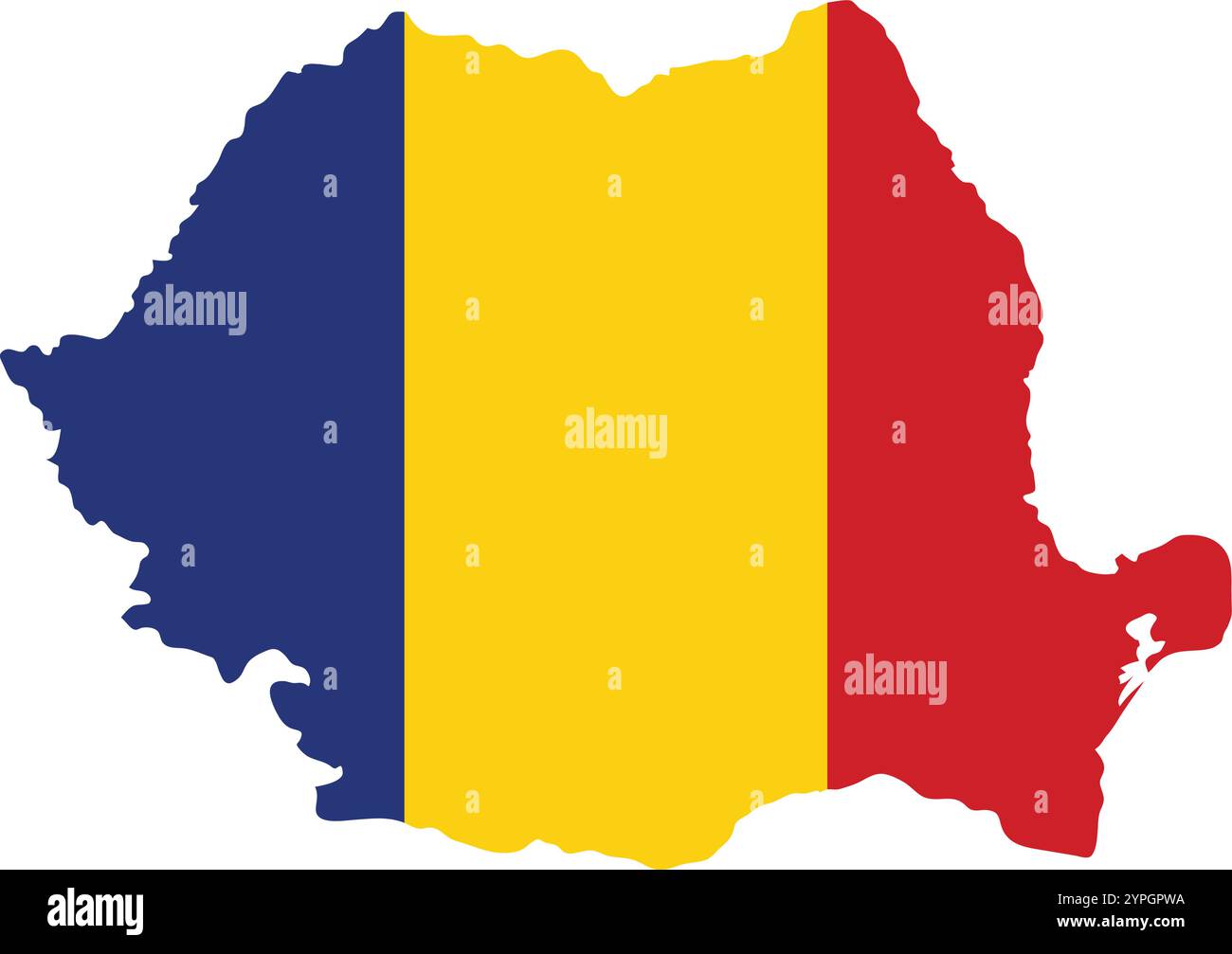 Romania outline of map on background of national flag Stock Vector ...