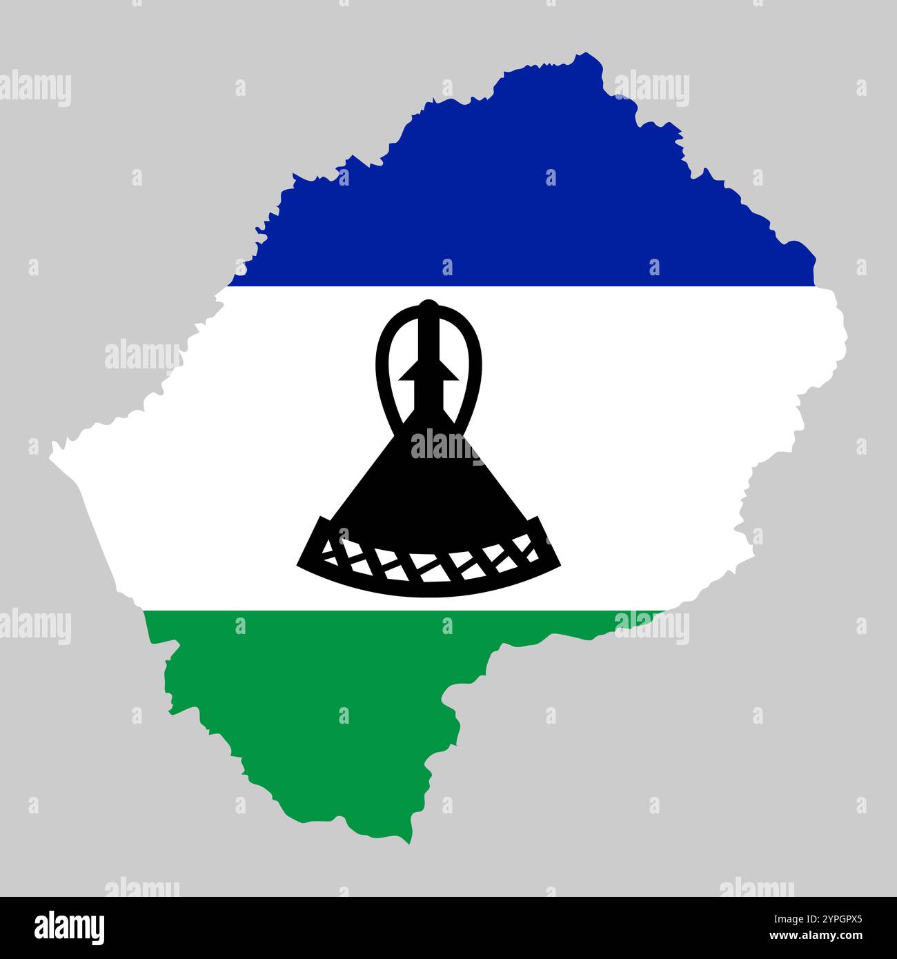Lesotho outline of map on background of national flag Stock Vector ...