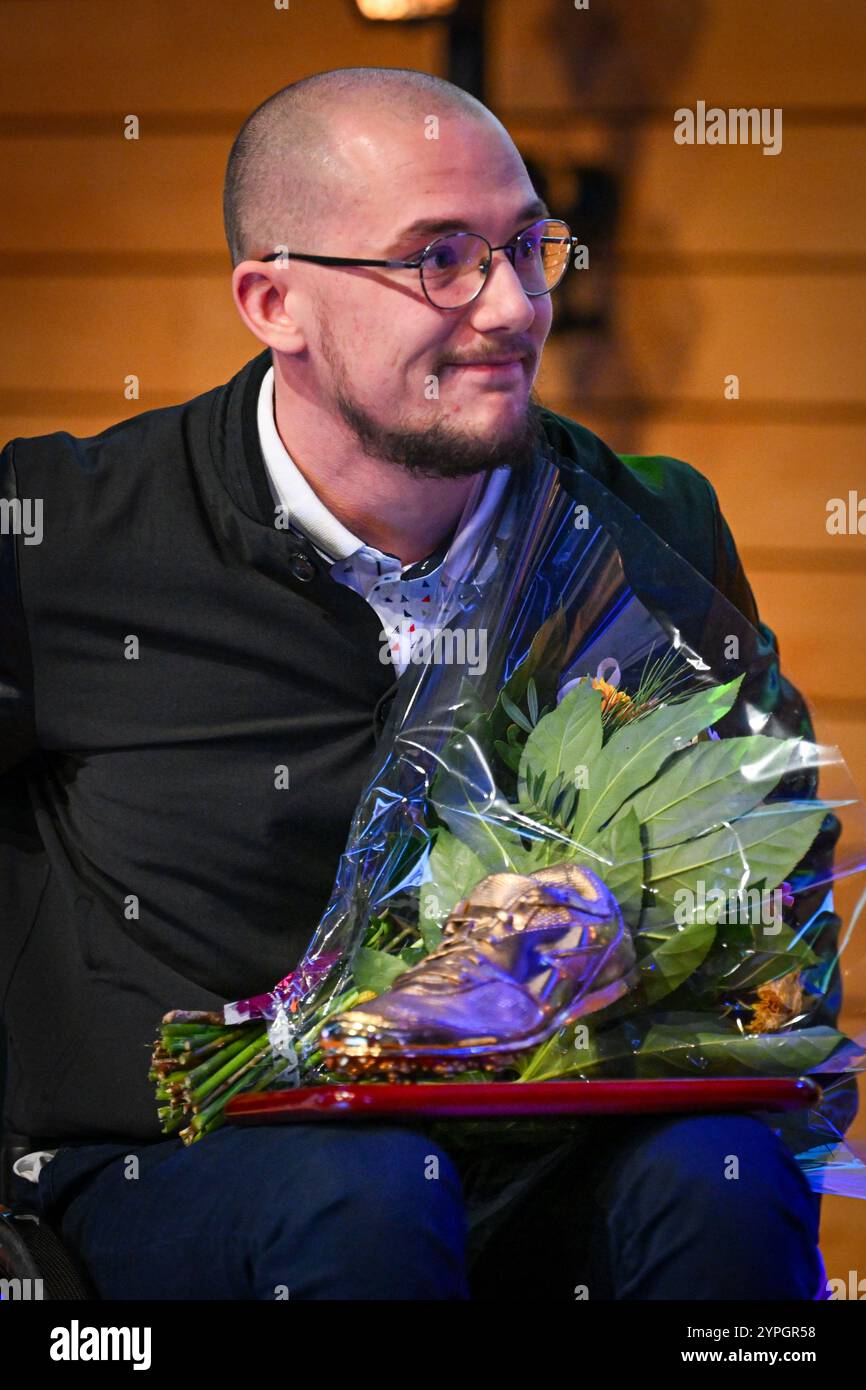 Belgian Maxime Carabin pictured as he wins the Handi-spike award during ...