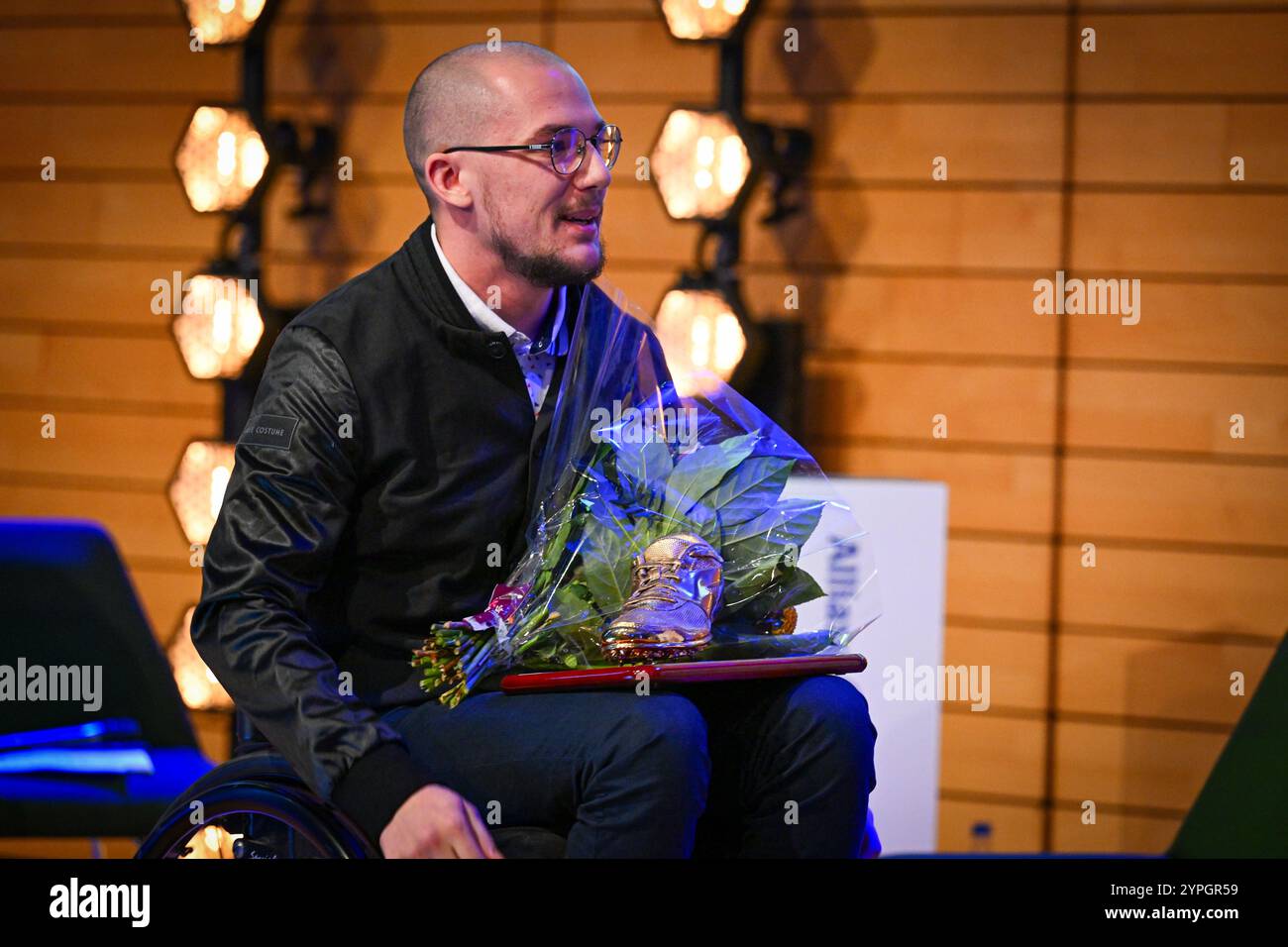Belgian Maxime Carabin pictured as he wins the Handi-spike award during ...