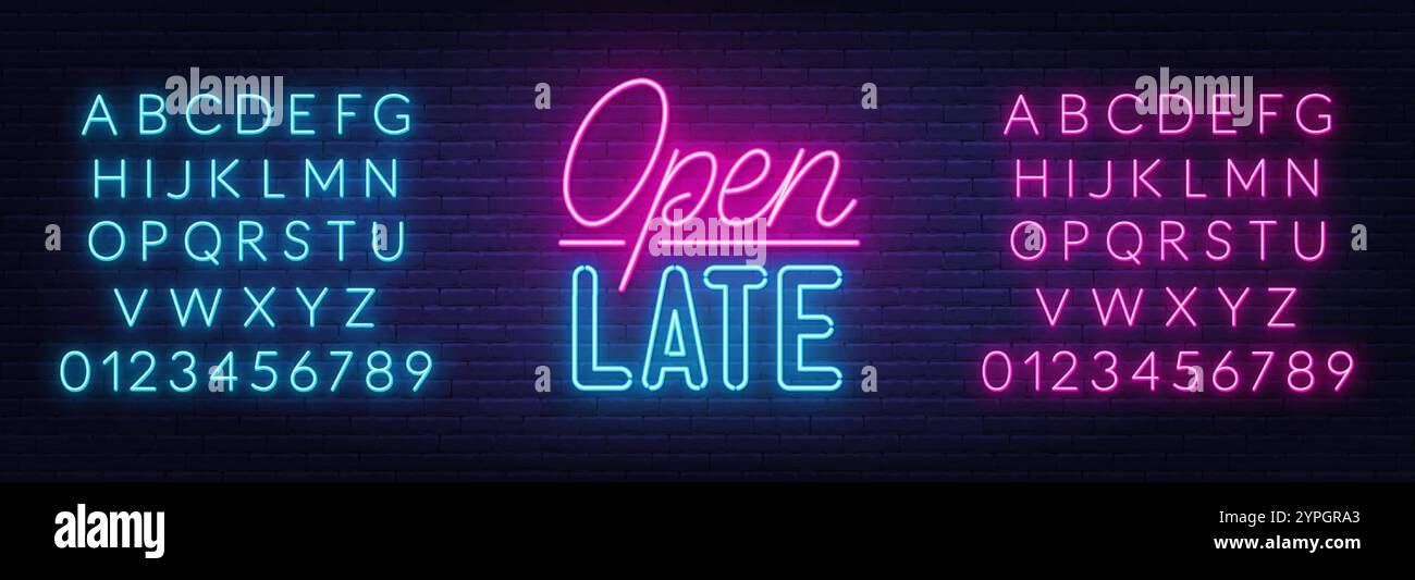 Open Late neon sign on brick wall background Stock Vector Image & Art ...