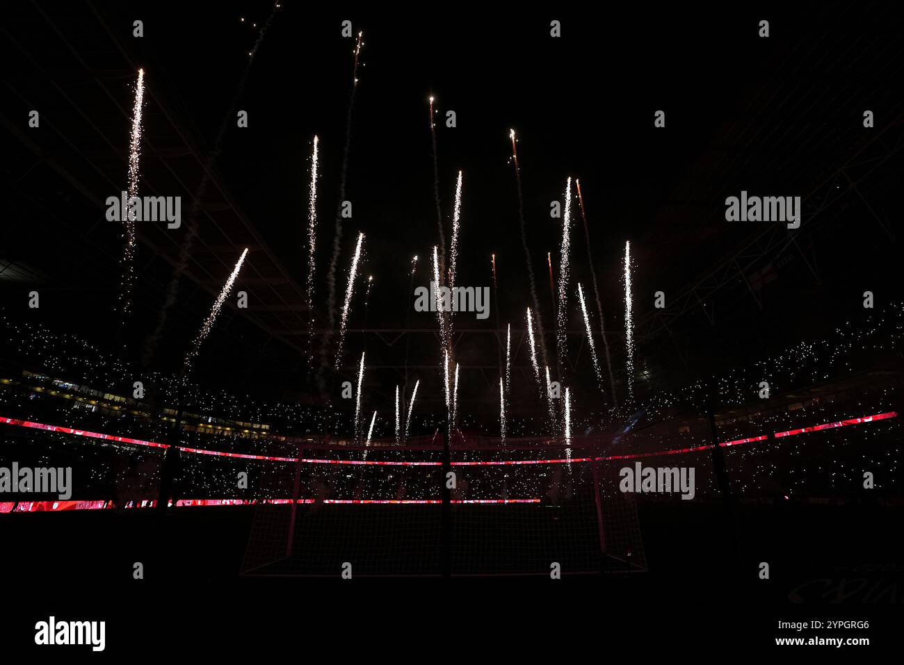 A light show and fireworks before the international friendly match at ...