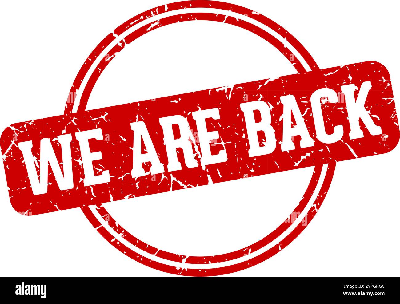 we are back round stamp isolated on transparent background. we are back ...