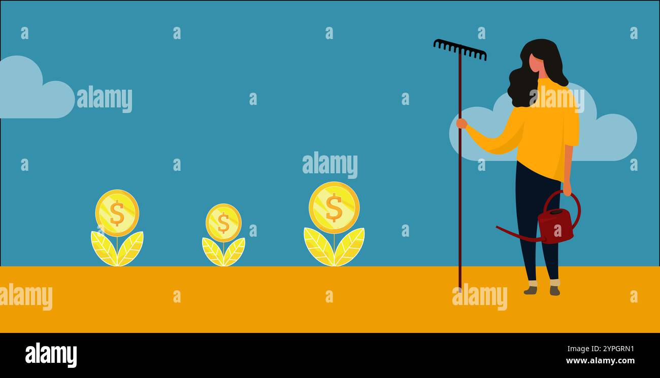 Woman growth money saving Stock Vector Images - Alamy